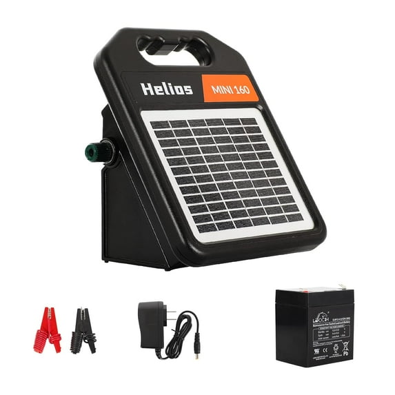 MINI160 10 Miles Portable Solar Electric Fence Charger with DayNight Mode, Black, 8.66x11.02x6 ...