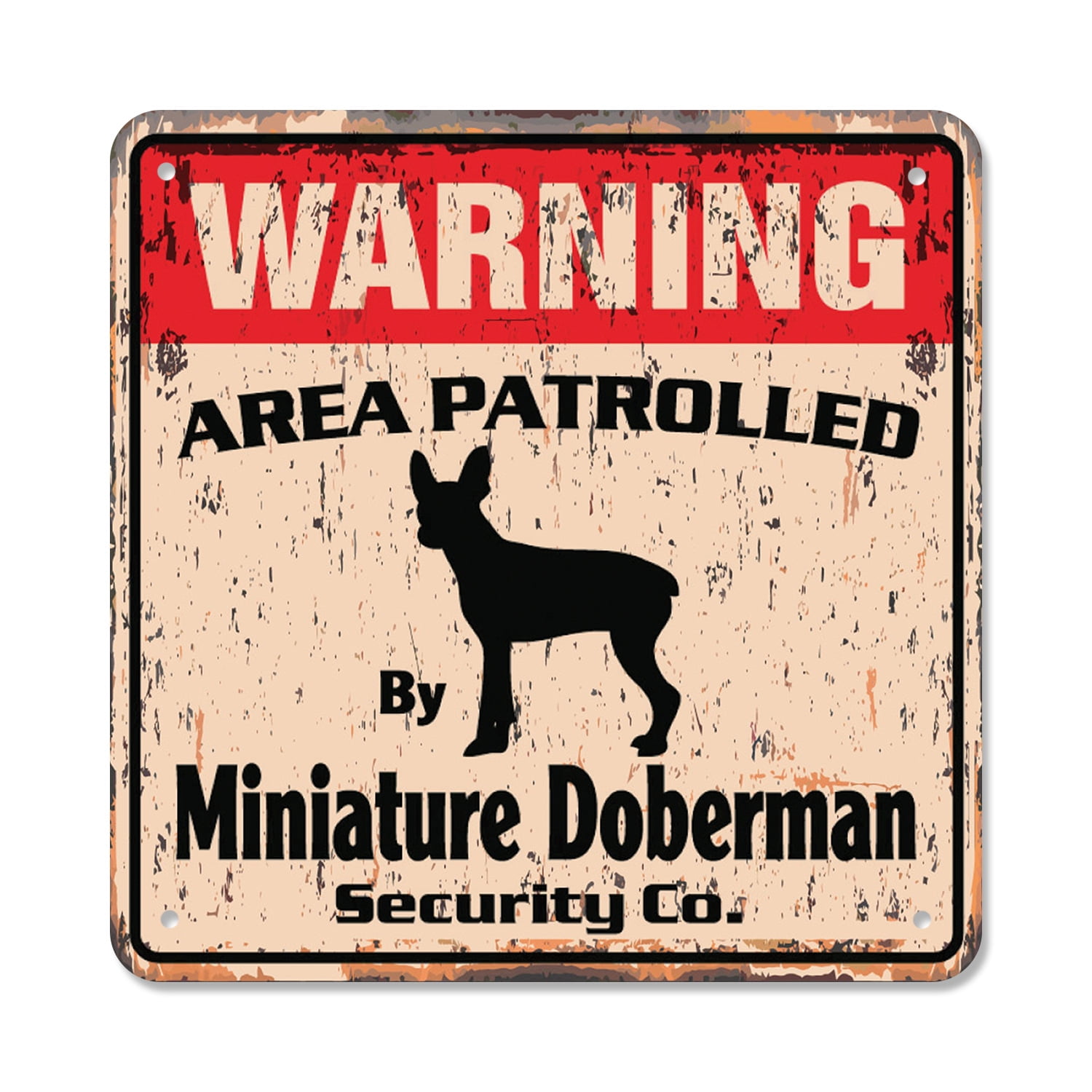 MINIATURE DOBERMAN Vintage Security Sign Area Patrolled pet gift dobie ...