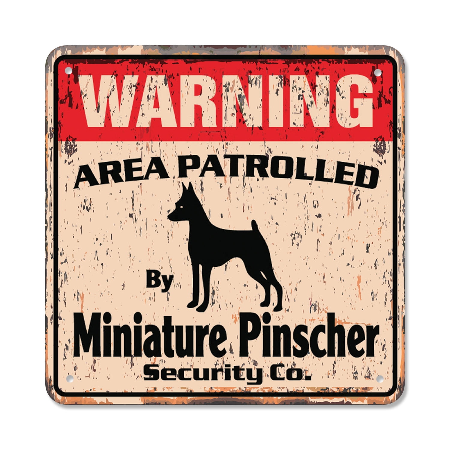 MINIATURE PINSCHER Vintage Security Sign Area Patrolled pet min pin ...