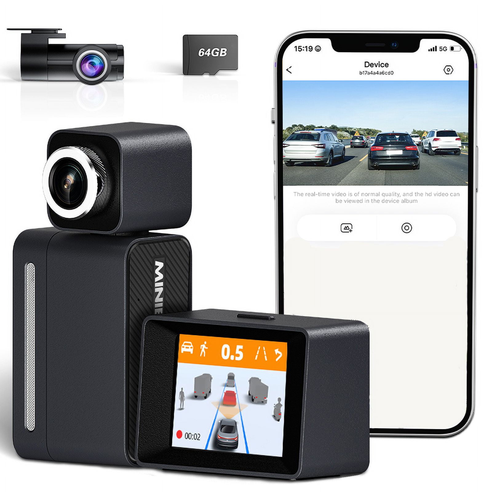 MINIEYE C2M 4K Dash Cam Front and Rear, Dual Dash Camera for Cars 4K ...