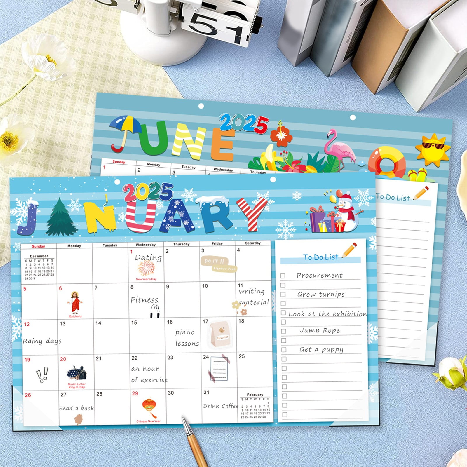 MINIKOKO Calendar 2025-2026 - 2025 Desk Calendar Large, Desk Calander ...