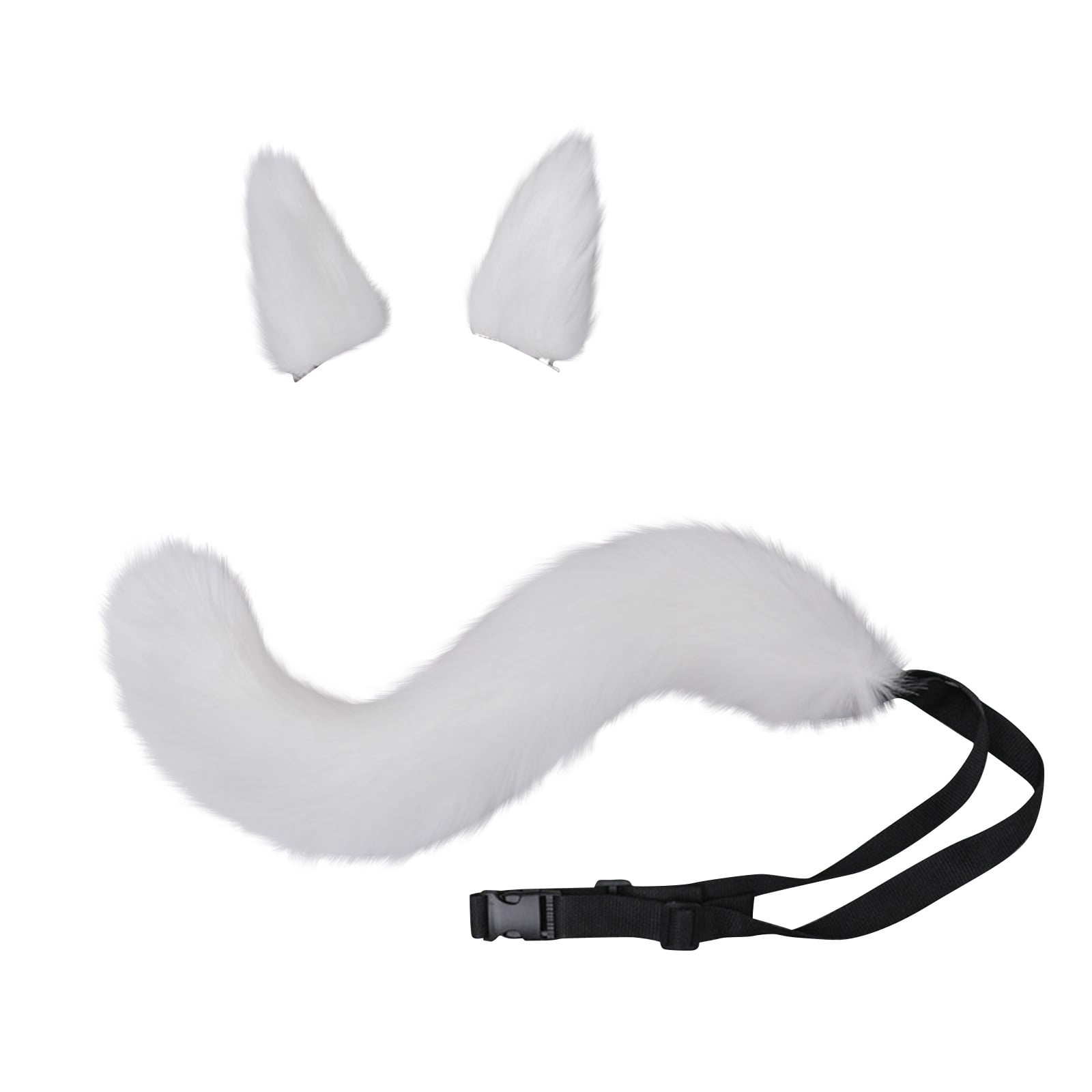 MINIKOKO Wolf Dog Hair Fake Animal Tail and Ears 1 Set Furry Faux Tail ...