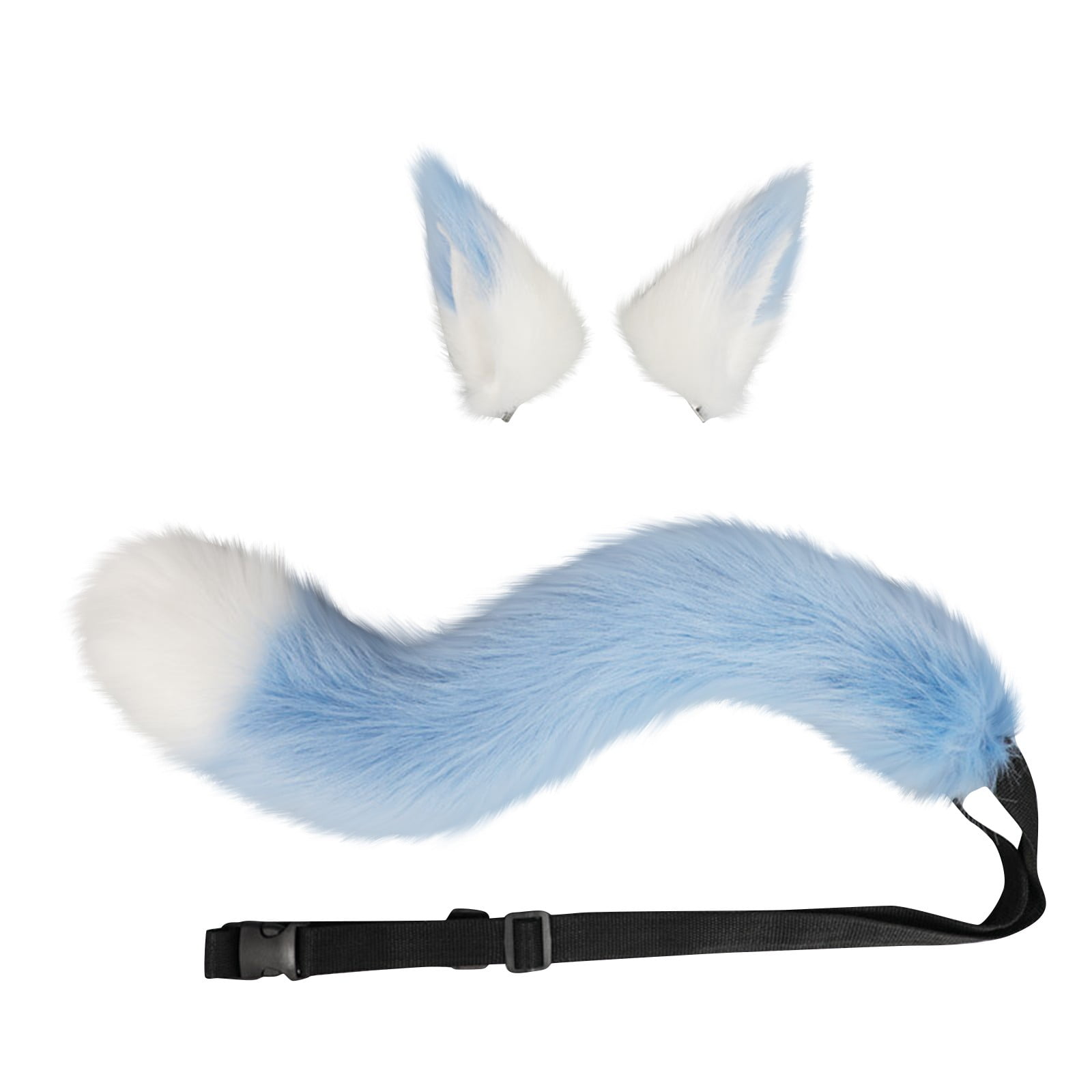 MINIKOKO Wolf Dog Hair Fake Animal Tail and Ears 1 Set Furry Faux Tail Real-looking Comfortable ...
