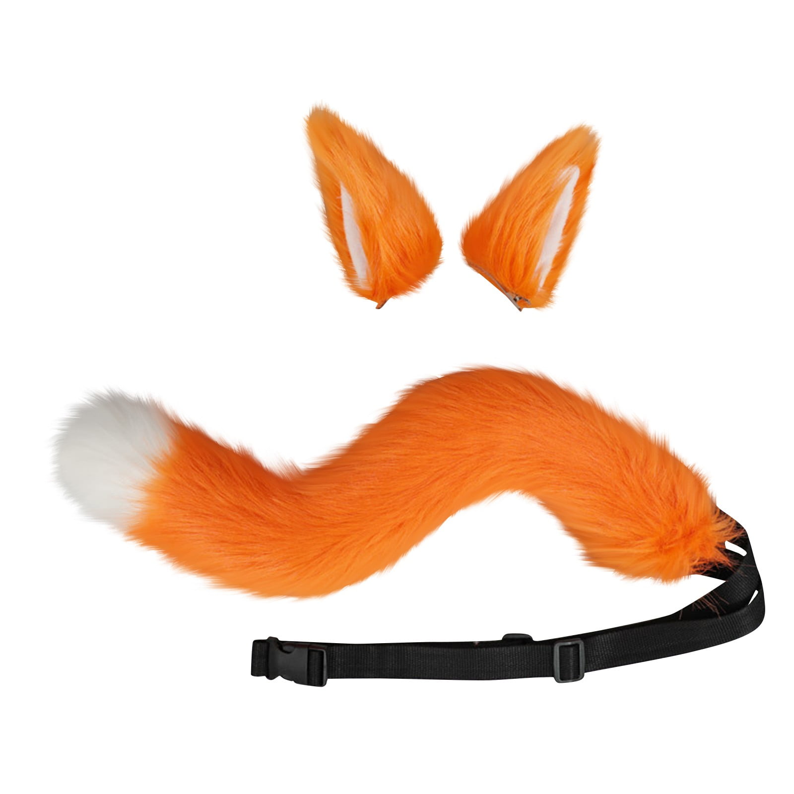 MINIKOKO Wolf Dog Hair Fake Animal Tail and Ears 1 Set Furry Faux Tail ...