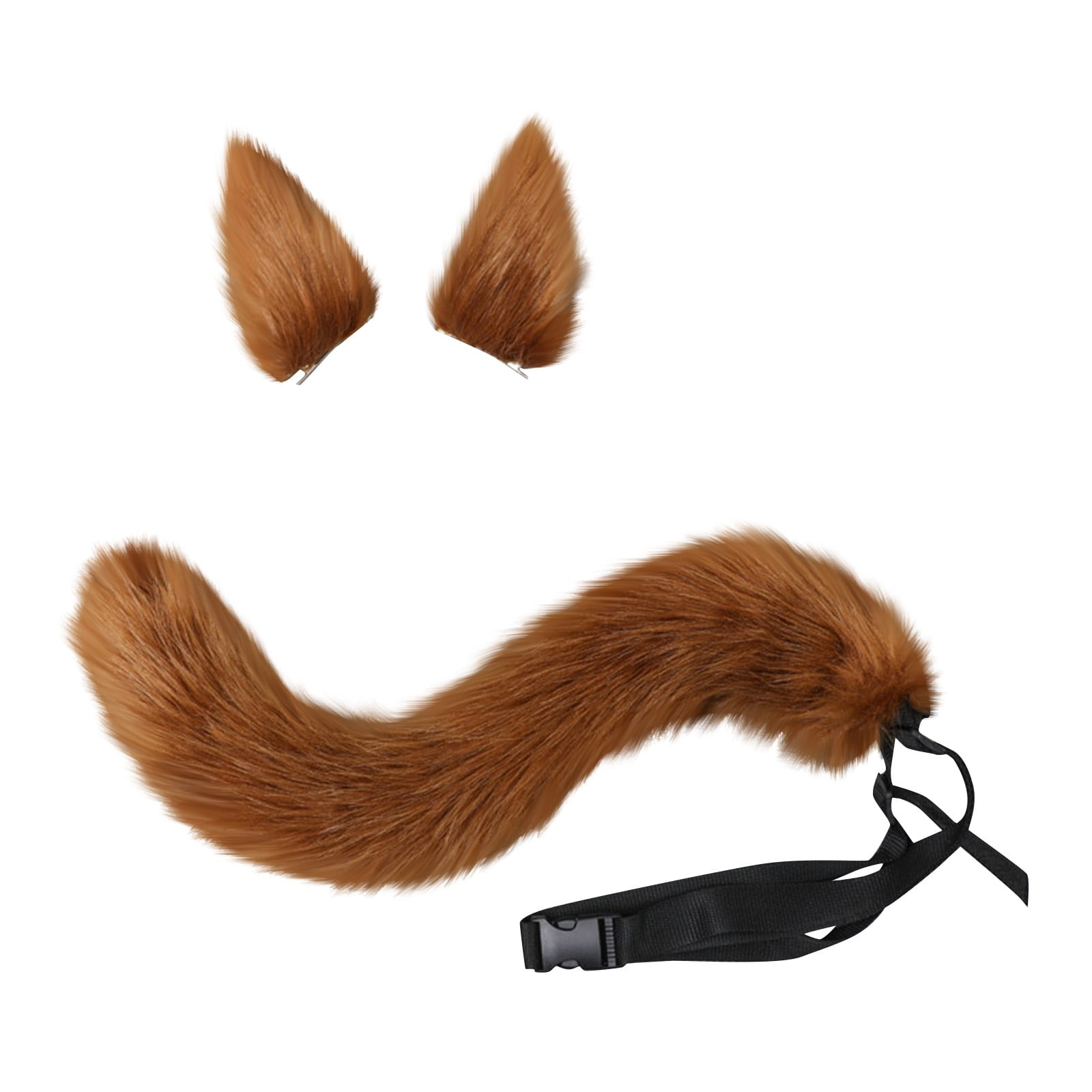 MINIKOKO Wolf Dog Hair Fake Animal Tail and Ears 1 Set Furry Faux Tail ...