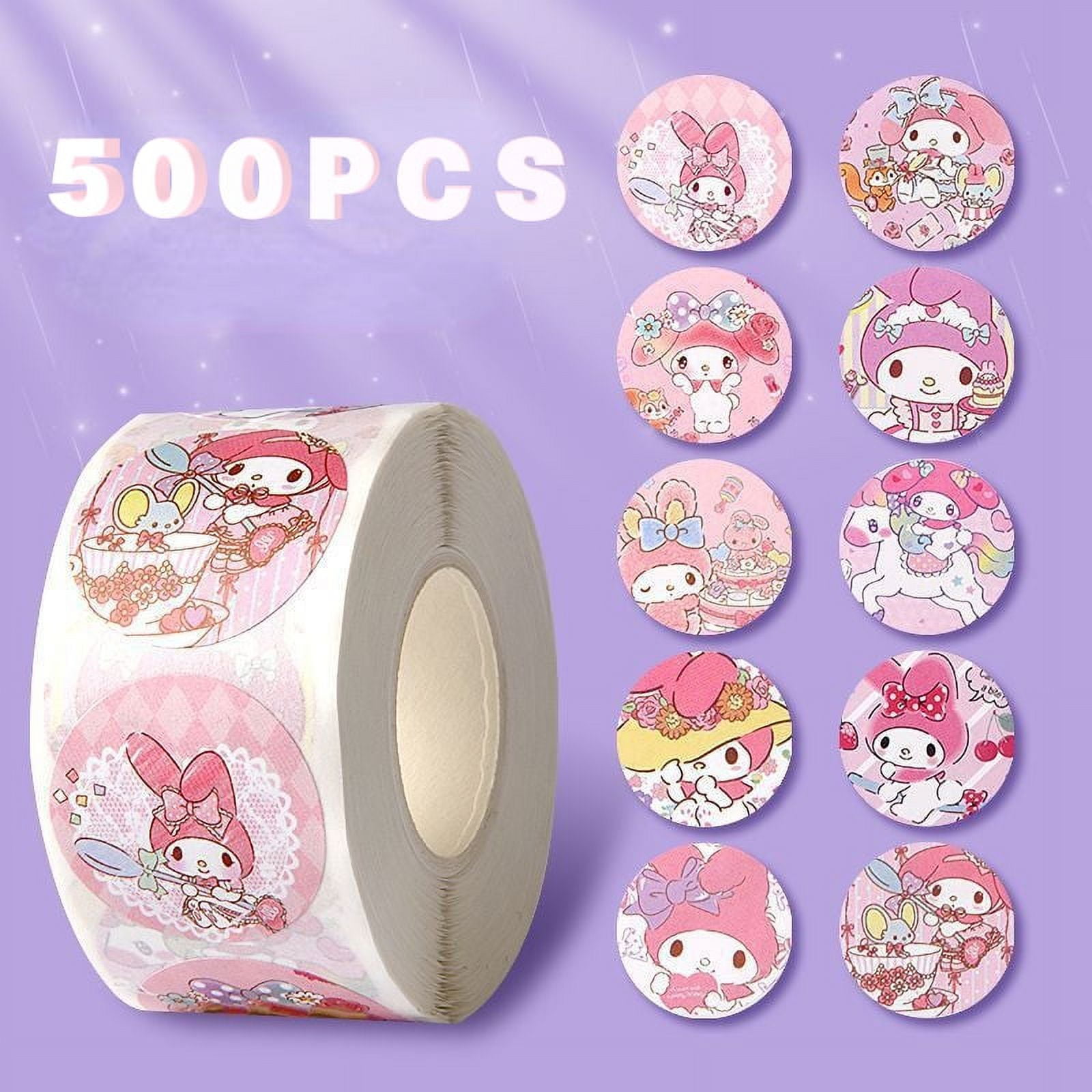 MINISO 500Pcs/roll Sanrio Sticker Kawaii Kuromi Hello Kitty Cinnamoroll ...