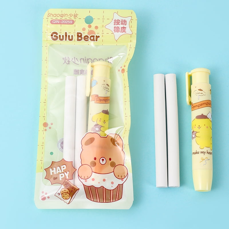MINISO Bagged Cute Pattern Pen Type Retractable Erasers Student Pencil ...