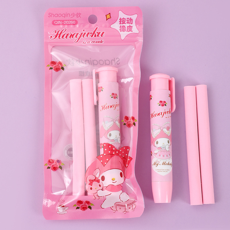 MINISO Bagged Cute Pattern Pen Type Retractable Erasers Student Pencil ...