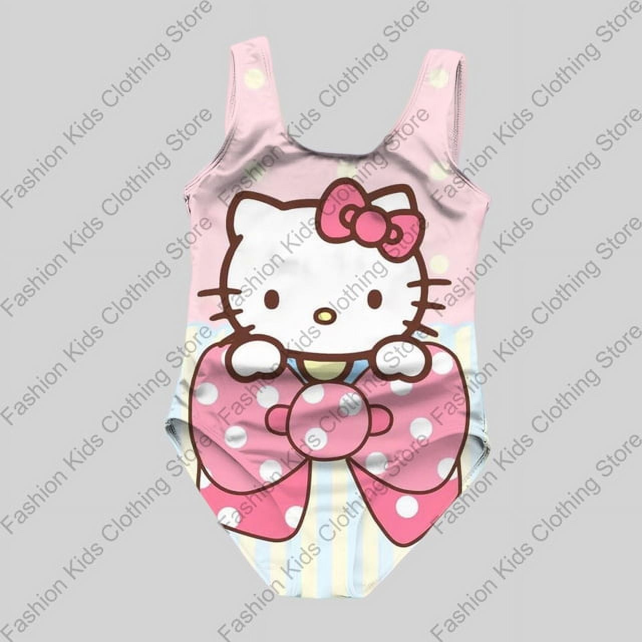 MINISO Girls Summer One-Piece Swimsuit Fashion Cartoon Cute Hello Kitty ...