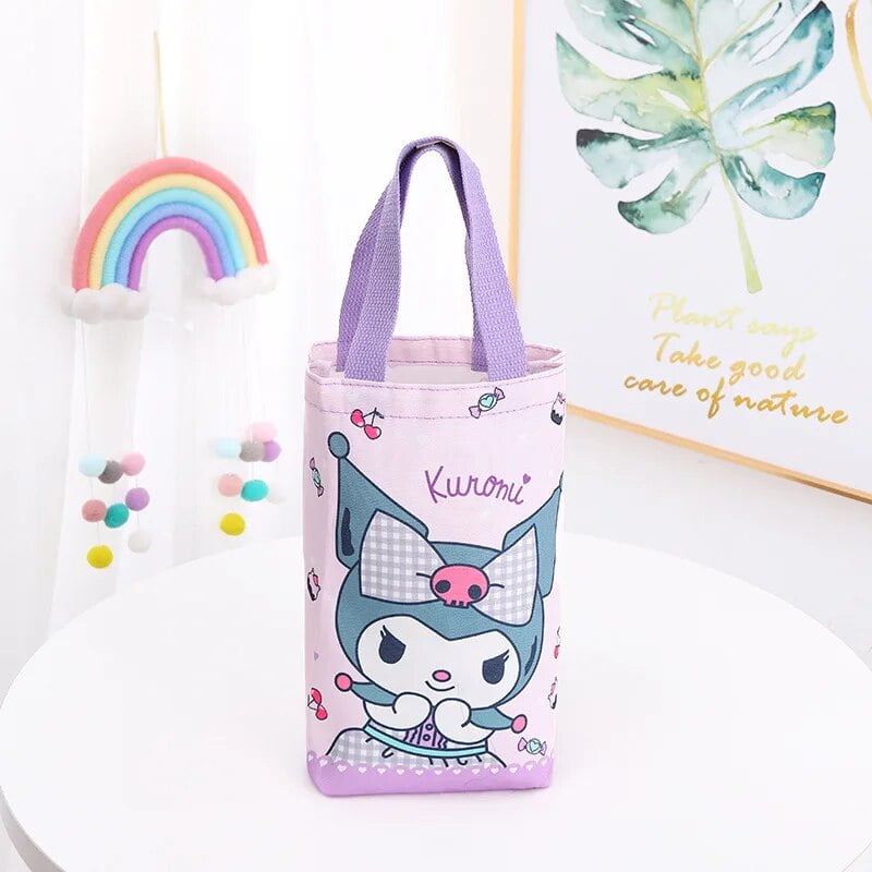 MINISO Hello Kitty Cinnamoroll Canvas Water Cup Bag Cartoon Melody ...