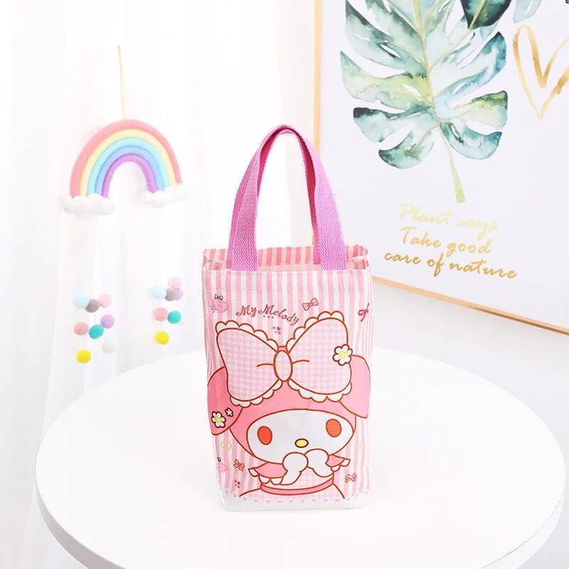 MINISO Hello Kitty Cinnamoroll Canvas Water Cup Bag Cartoon Melody ...