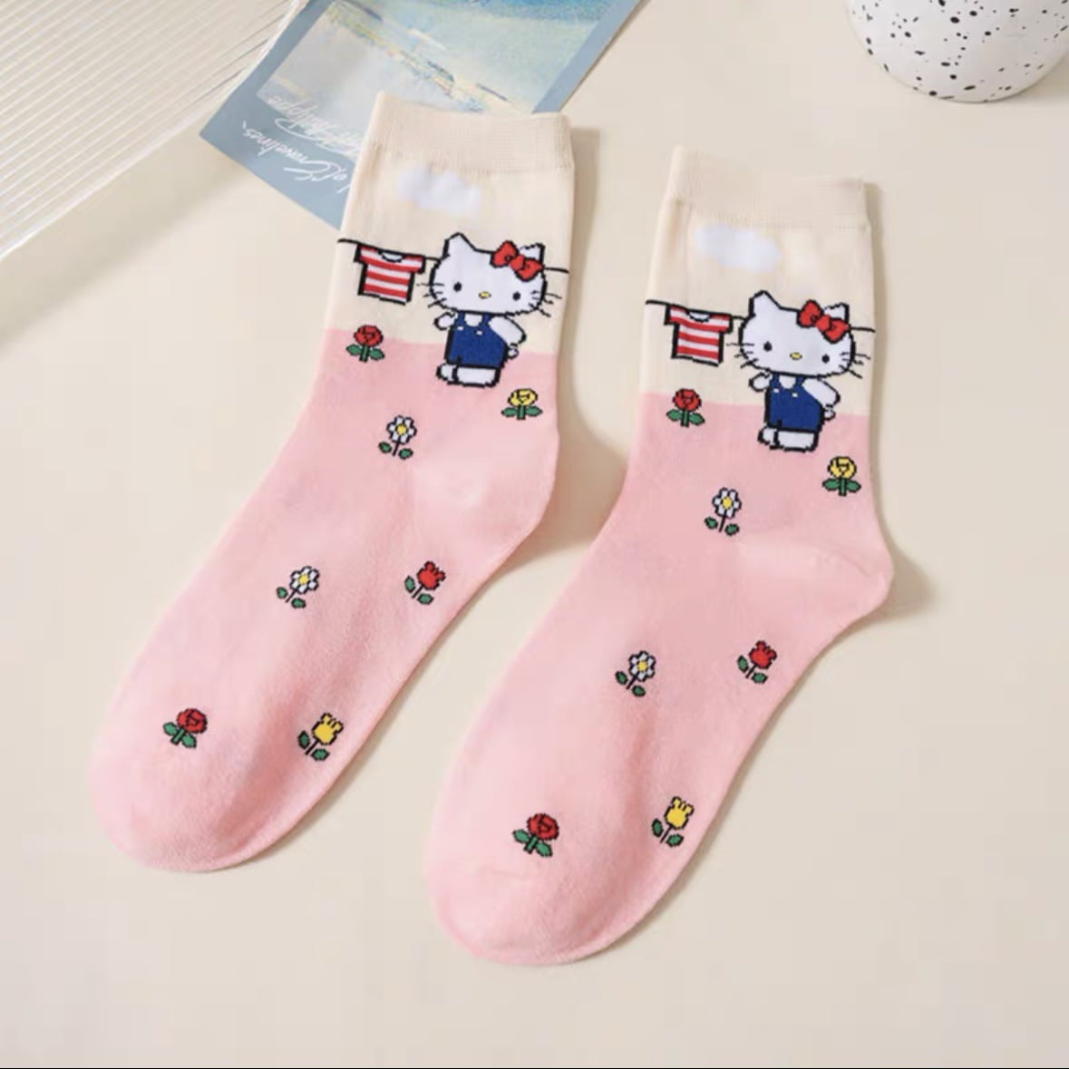 MINISO Hello Kitty Girls Socks Kuromi Cinnamoroll Socks Kawaii Sanrio ...