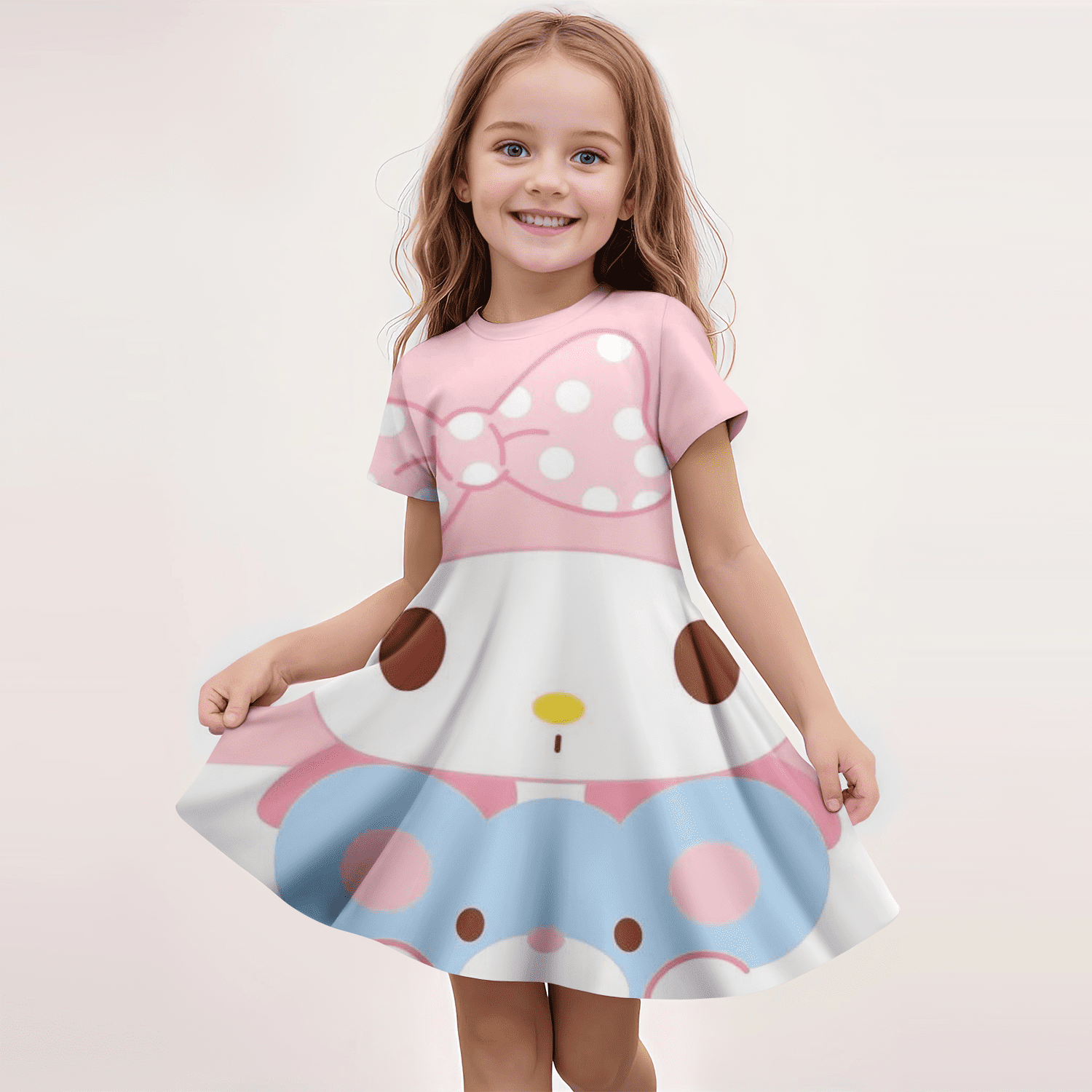 MINISO Hellokitty 3D Print Kids Summer Dress Princess Girls Party ...