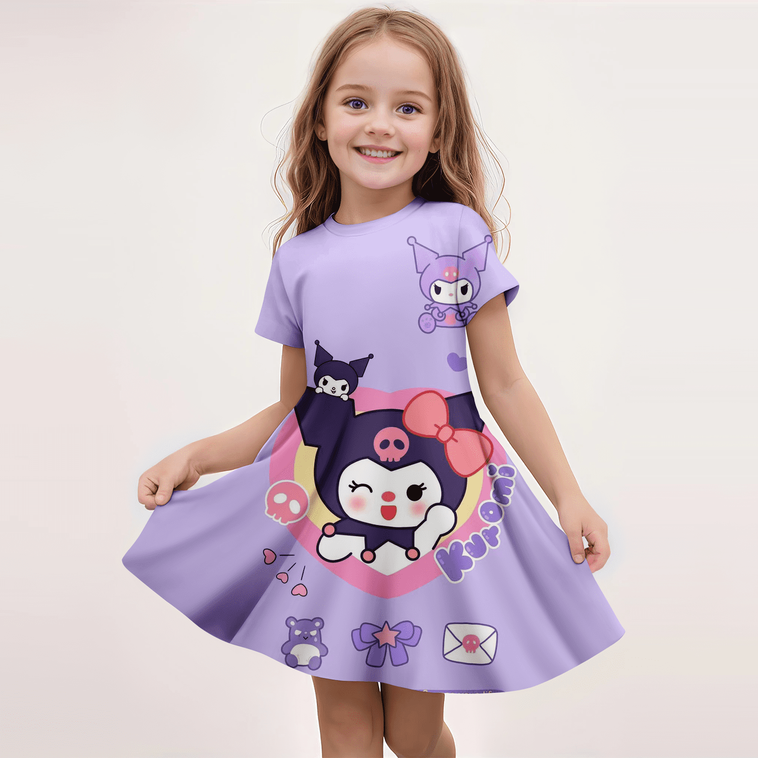 MINISO Hellokitty 3D Print Kids Summer Dress Princess Girls Party ...