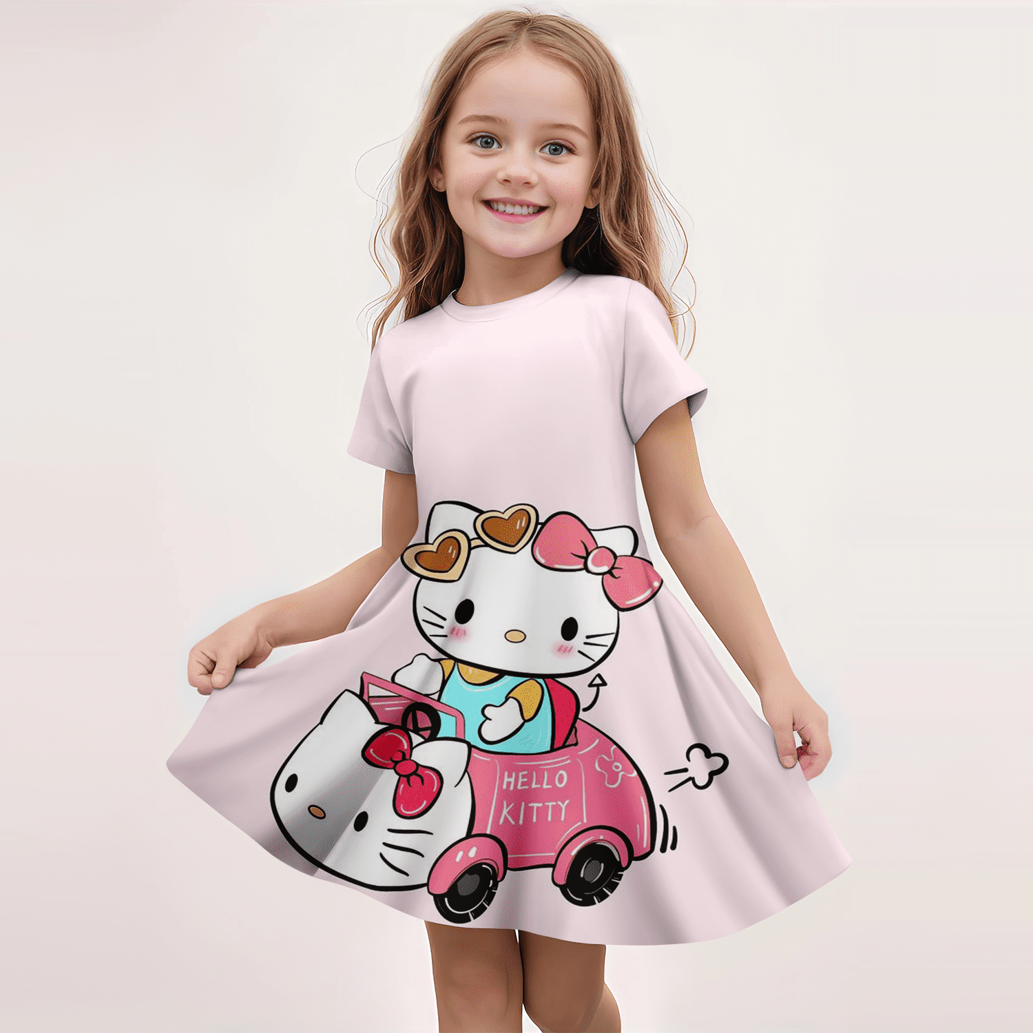 MINISO Hellokitty 3D Print Kids Summer Dress Princess Girls Party ...