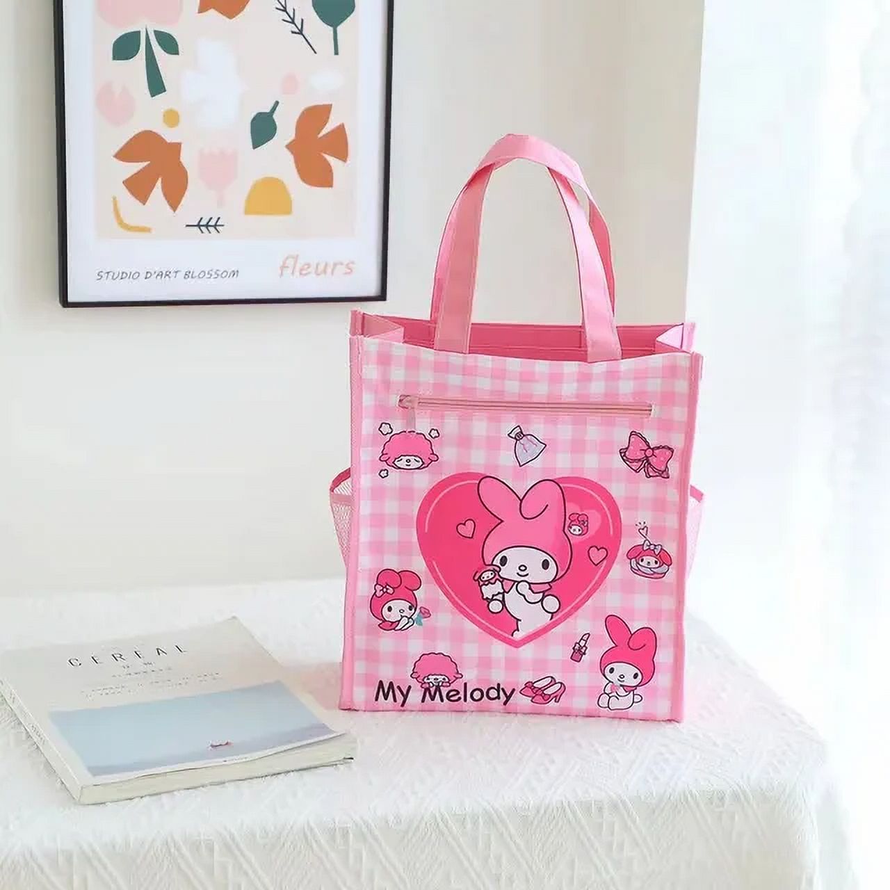 MINISO Kawaii Sanrios Hello Kitty My Melody Kuromi Cute Tote Bento Bag ...
