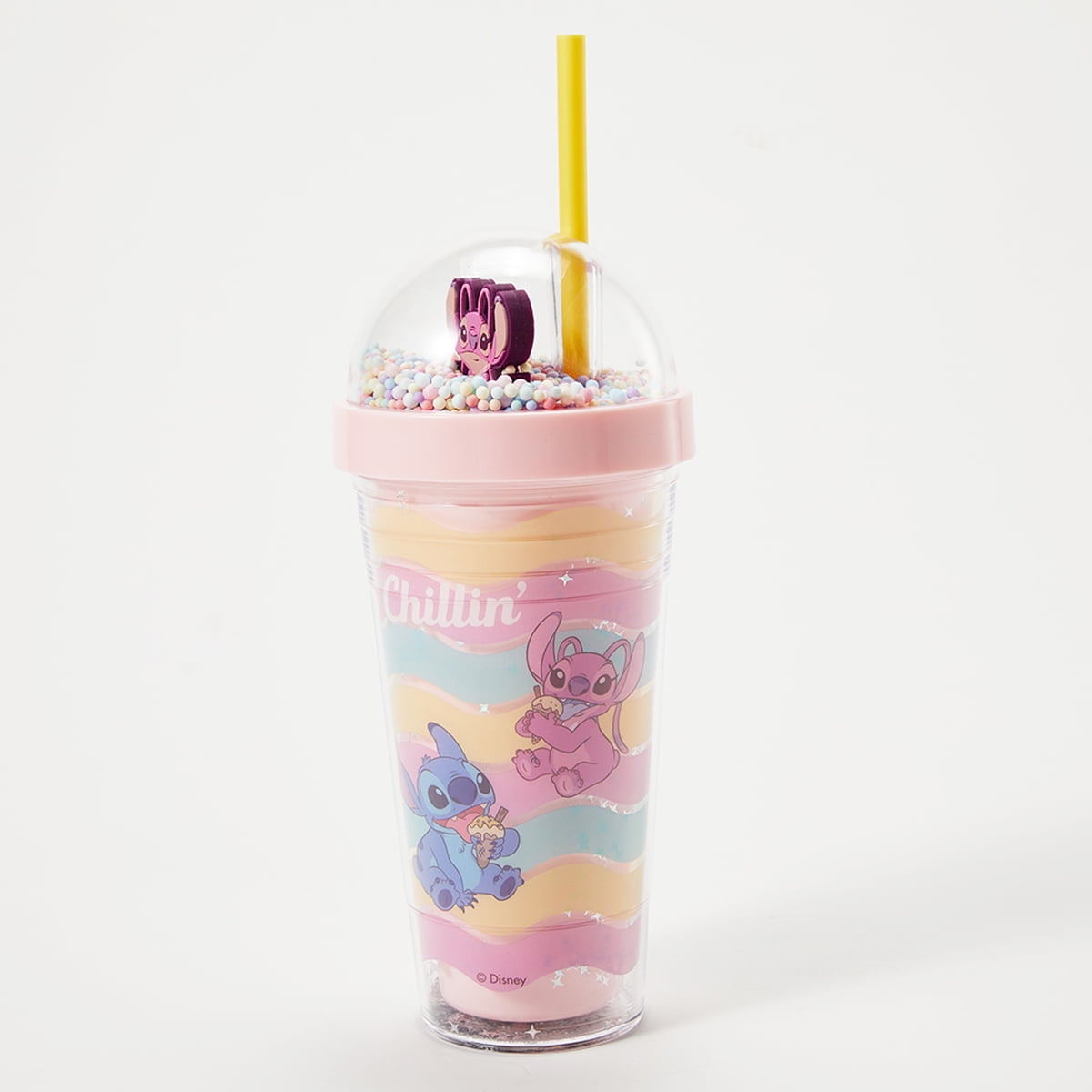 MINISO New Stitch Plastic Cup Cartoon Cute Double-deck Straw Cup Water ...