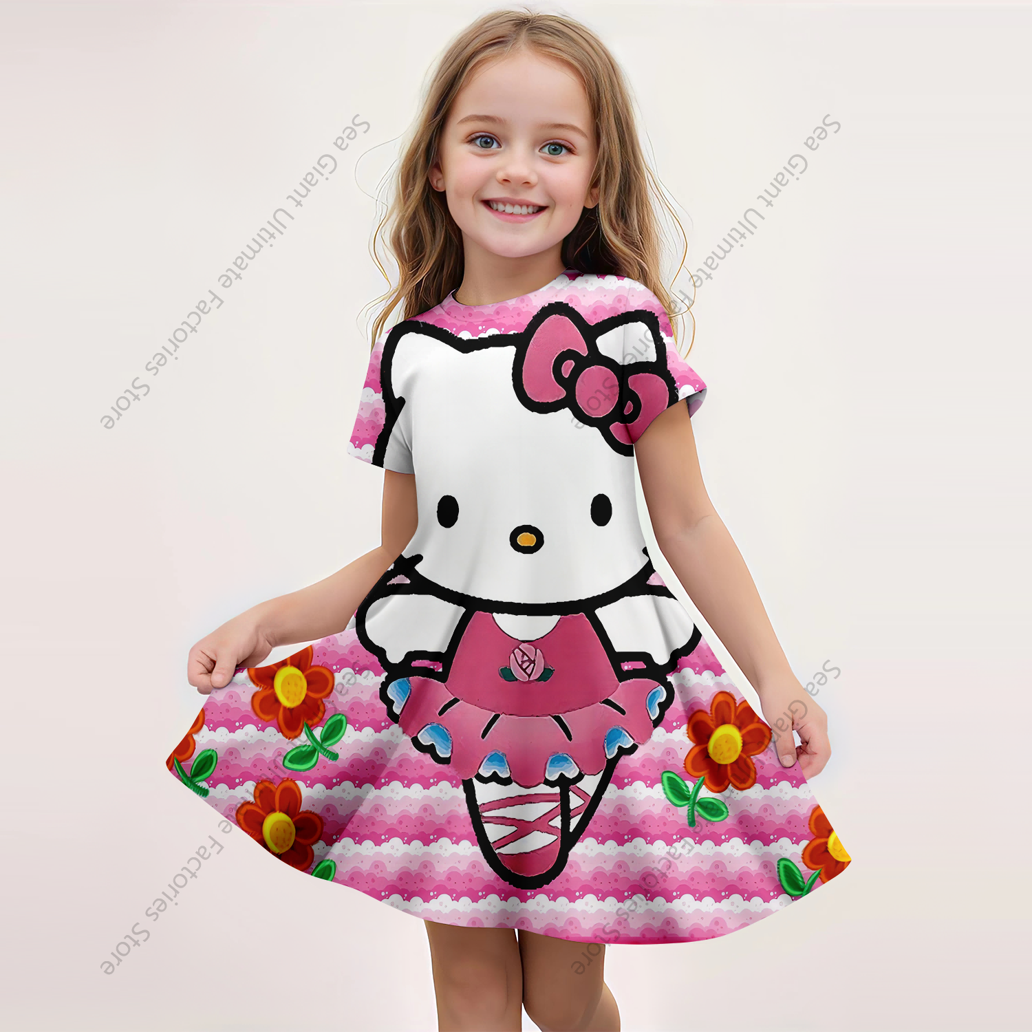 MINISO New Summer Girls Dress Fashion Cartoon Cute Hellokitty & Melody ...