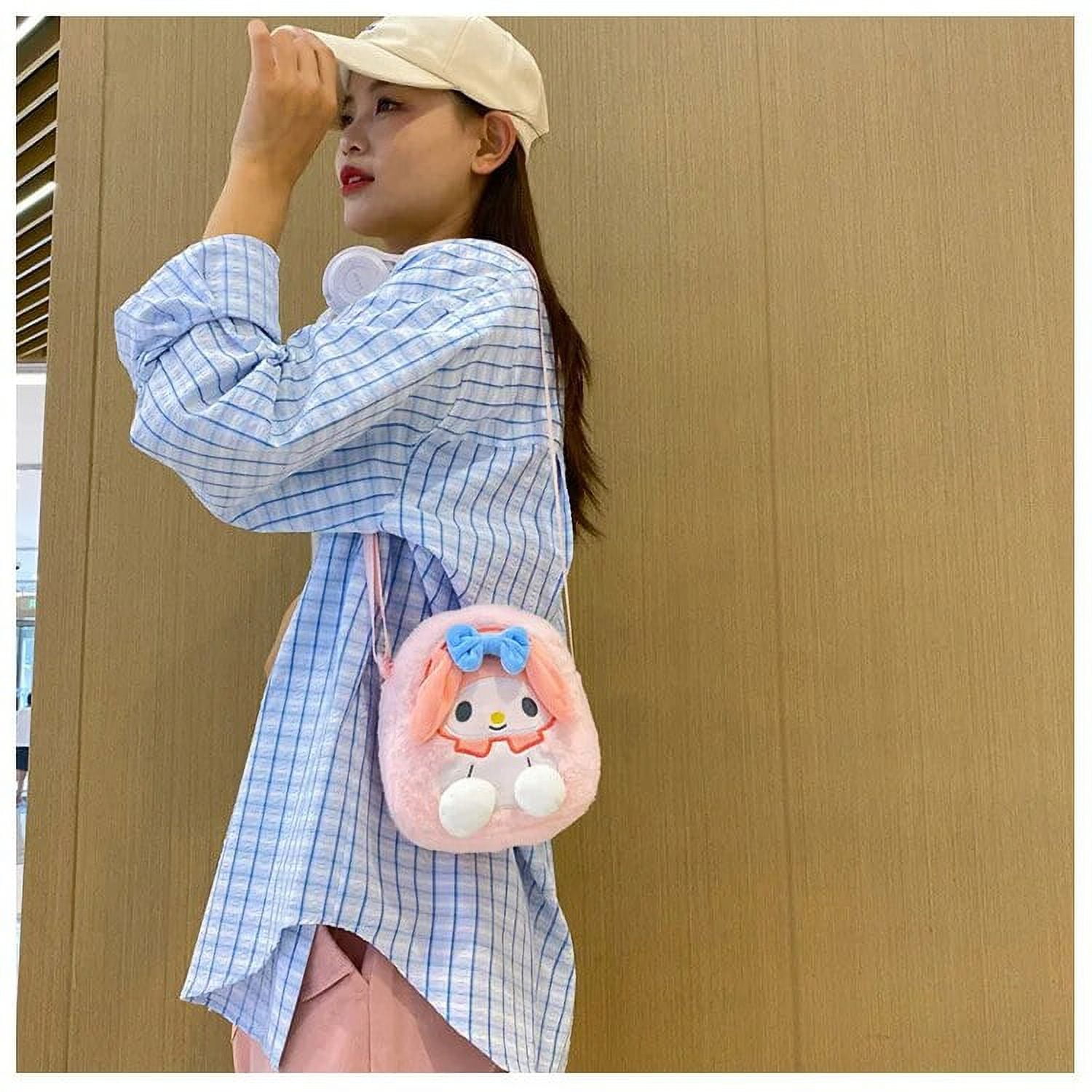 MINISO Sanrio Cartoon Hello Kitty Kuromi Cute Plush Shoulder Bag ...