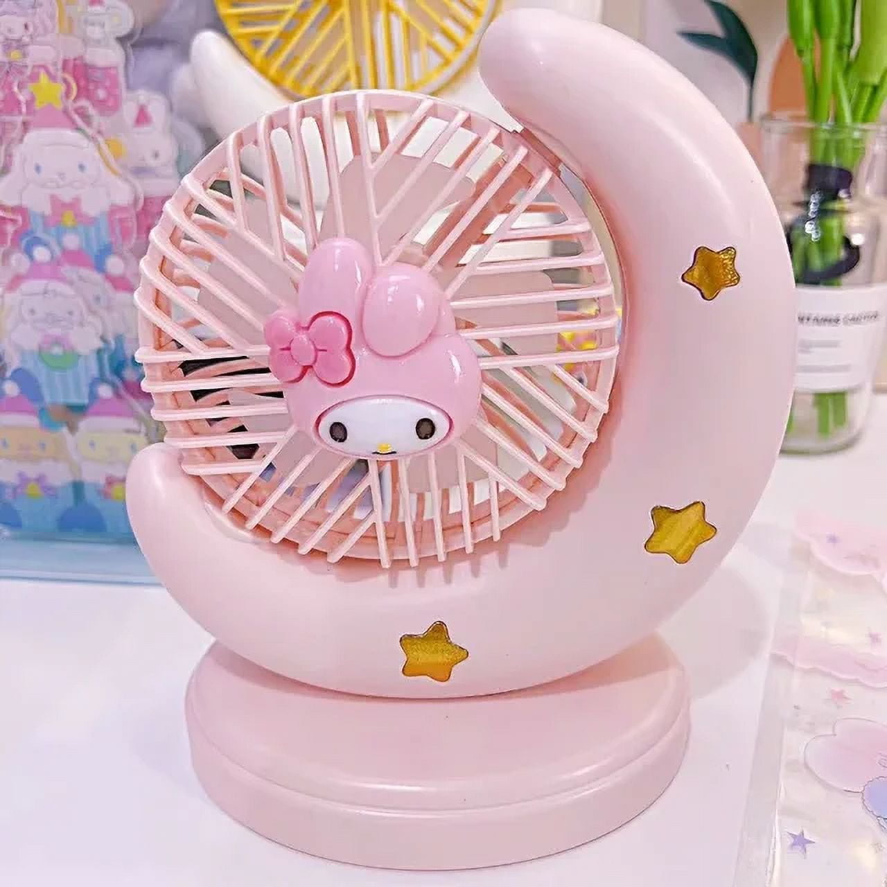MINISO Sanrio Mini Little Fan Home Desktop Office Ornament Cinnamoroll ...