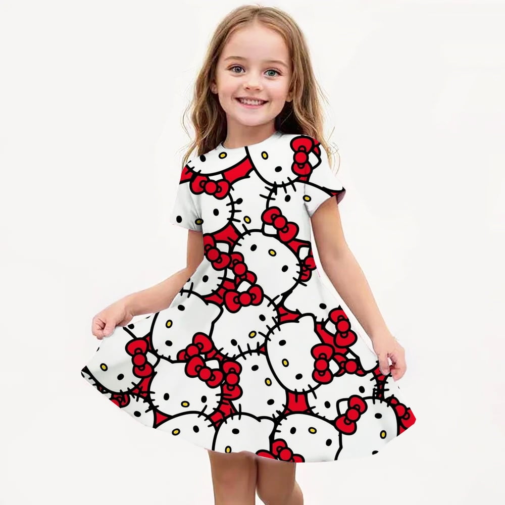 MINISO Summer Girls Sanrio Kuromi 3D Printed Dress Fashion Cartoon ...