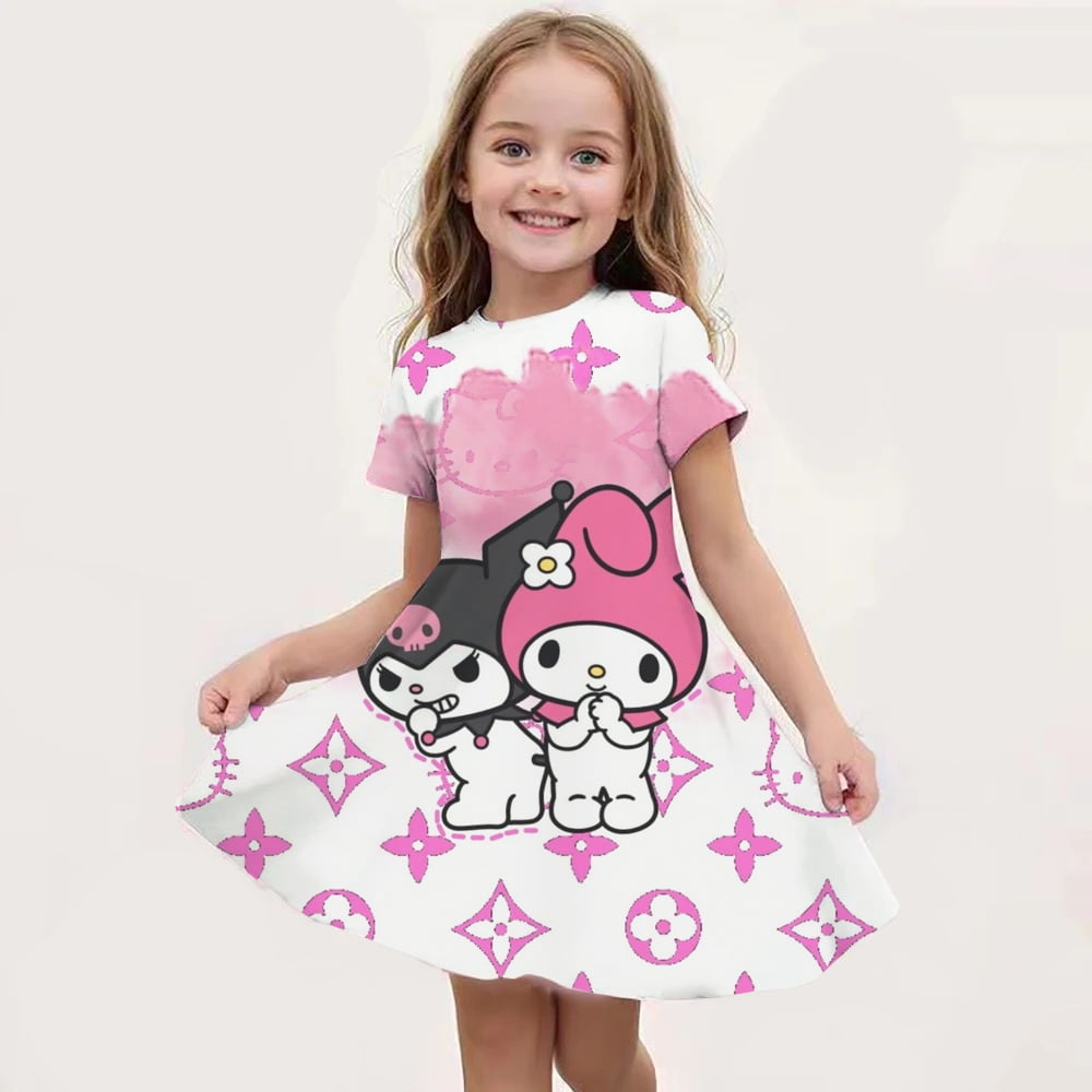 MINISO Summer Girls Sanrio Kuromi 3D Printed Dress Fashion Cartoon ...