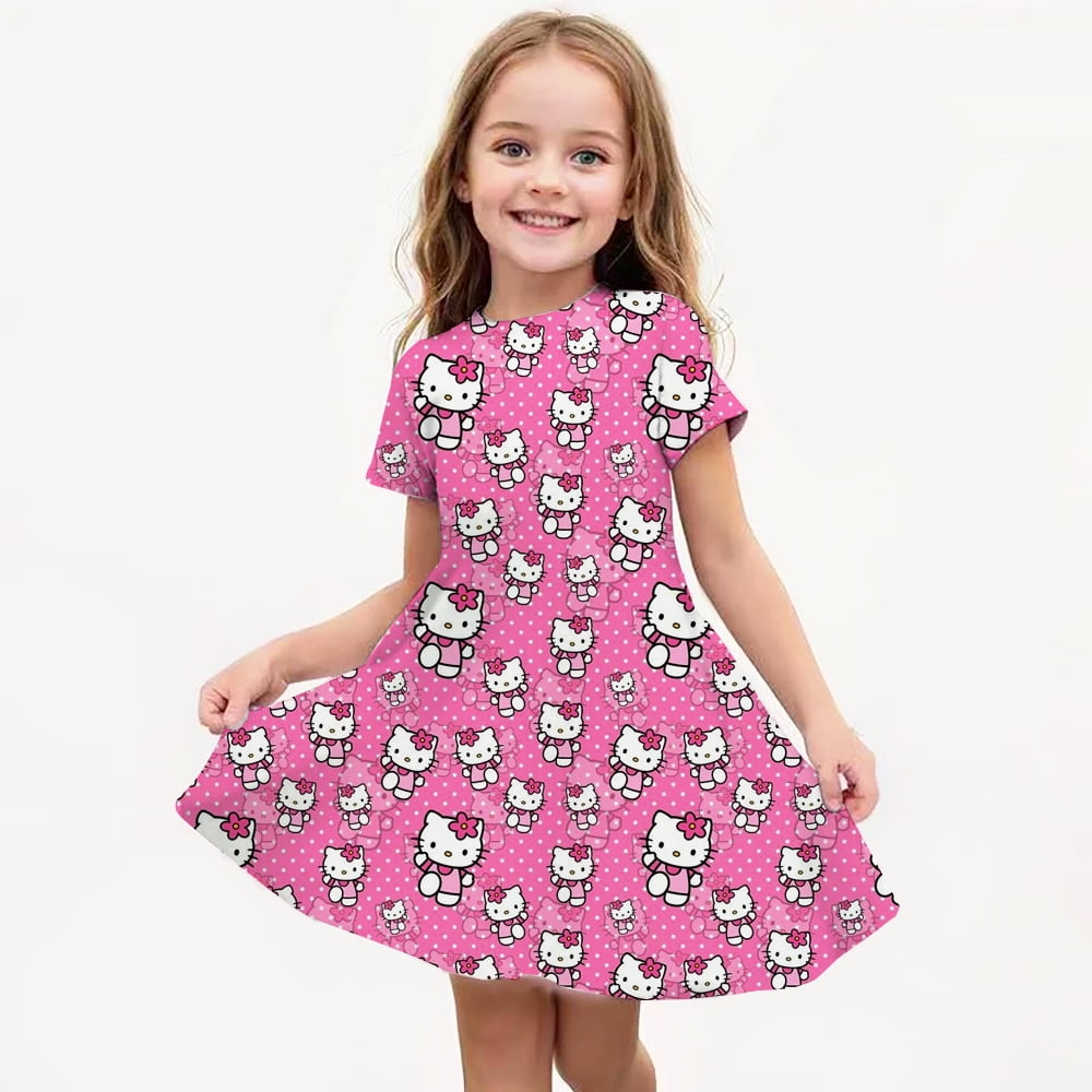 MINISO Summer Girls Sanrio Kuromi 3D Printed Dress Fashion Cartoon ...