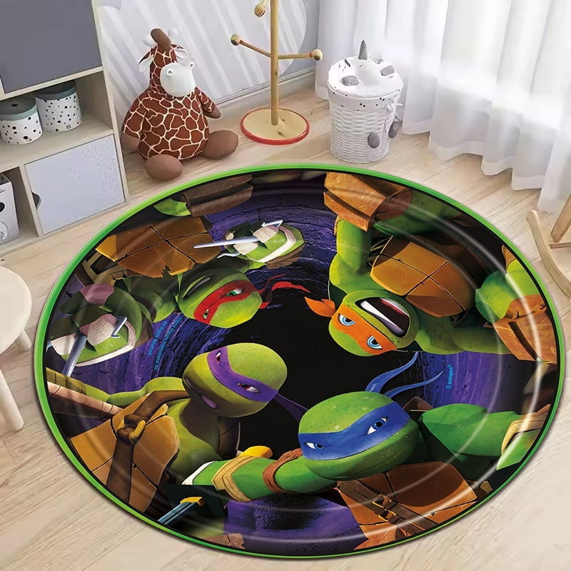 MINISO TMNT Action Cartoon Circular Rug for Living Room Decor TMNT ...