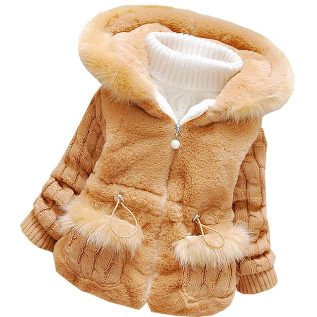 MINKIDFASHION Trendy Brown Hooded Jacket for 4T Girls - Winter Wear ...