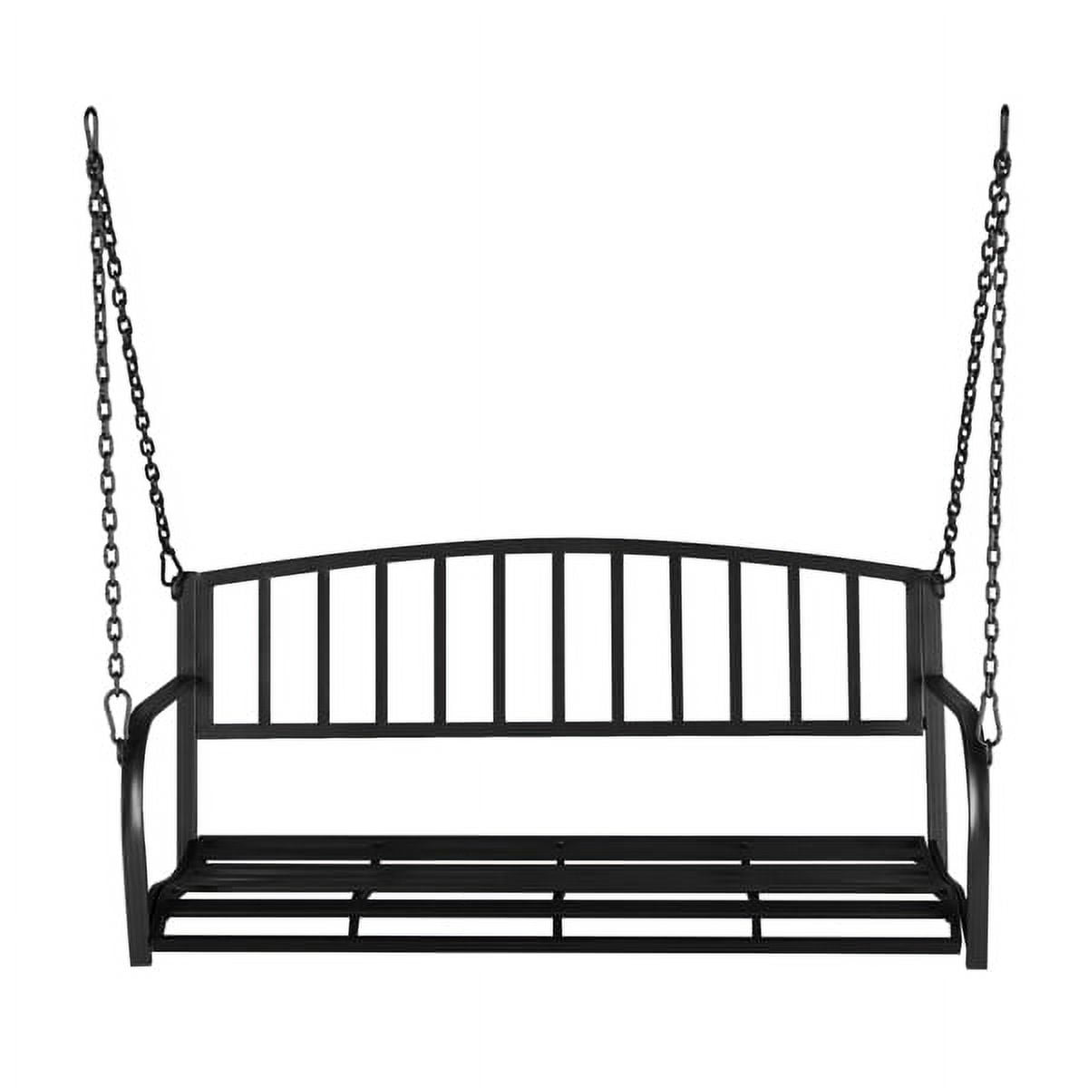 MINKUROW 118*46*47cm Iron Art With Iron Chain Vertical Bar Backrest 200kg Iron Swing Black（Swing ...