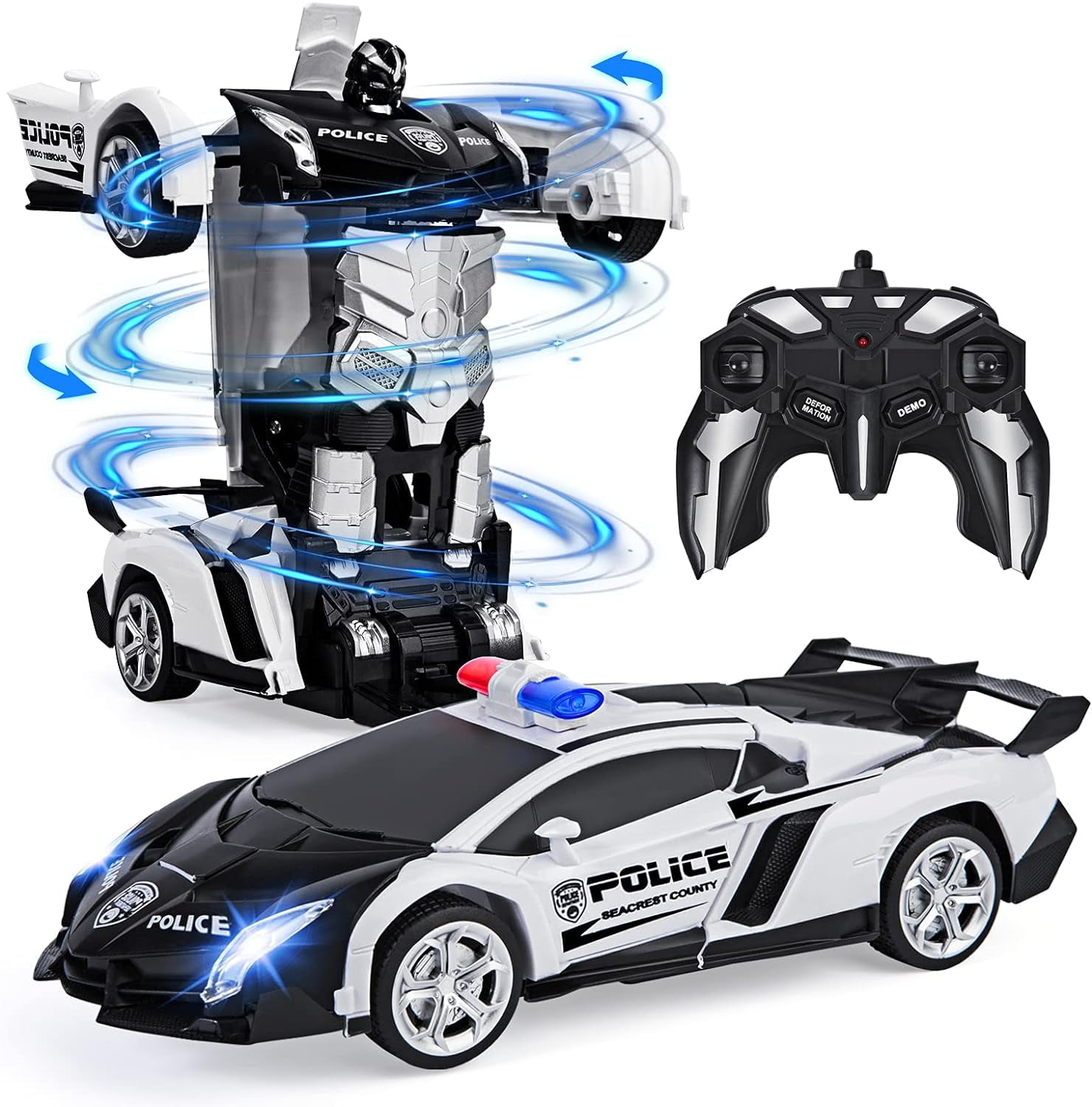 MINKUROW 2.4G Remote Control Transforming Car,2 in 1 Car Toys 360 ...