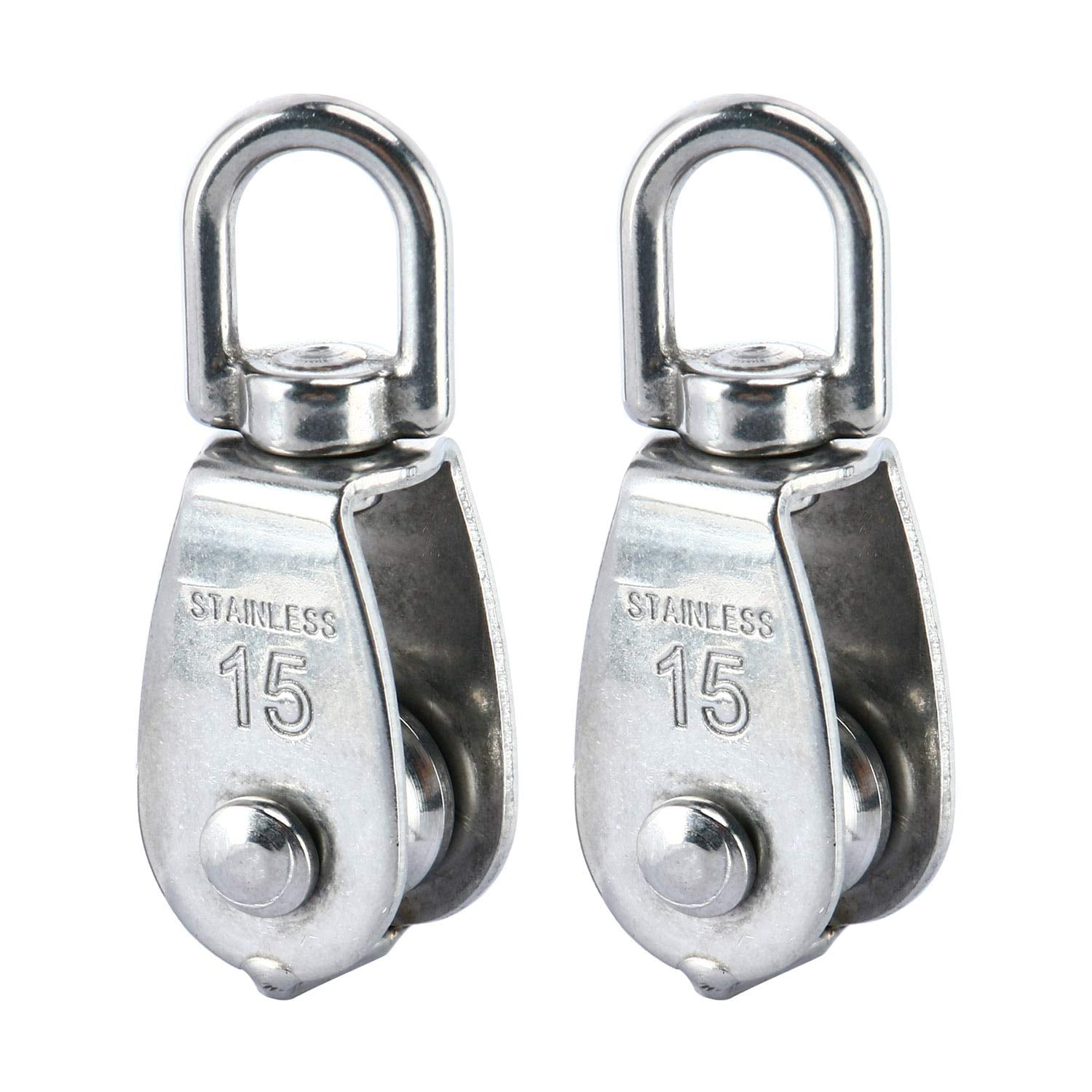 MINKUROW 2 Pack Single Pulley Block in 304 Stainless Steel Crane Swivel ...