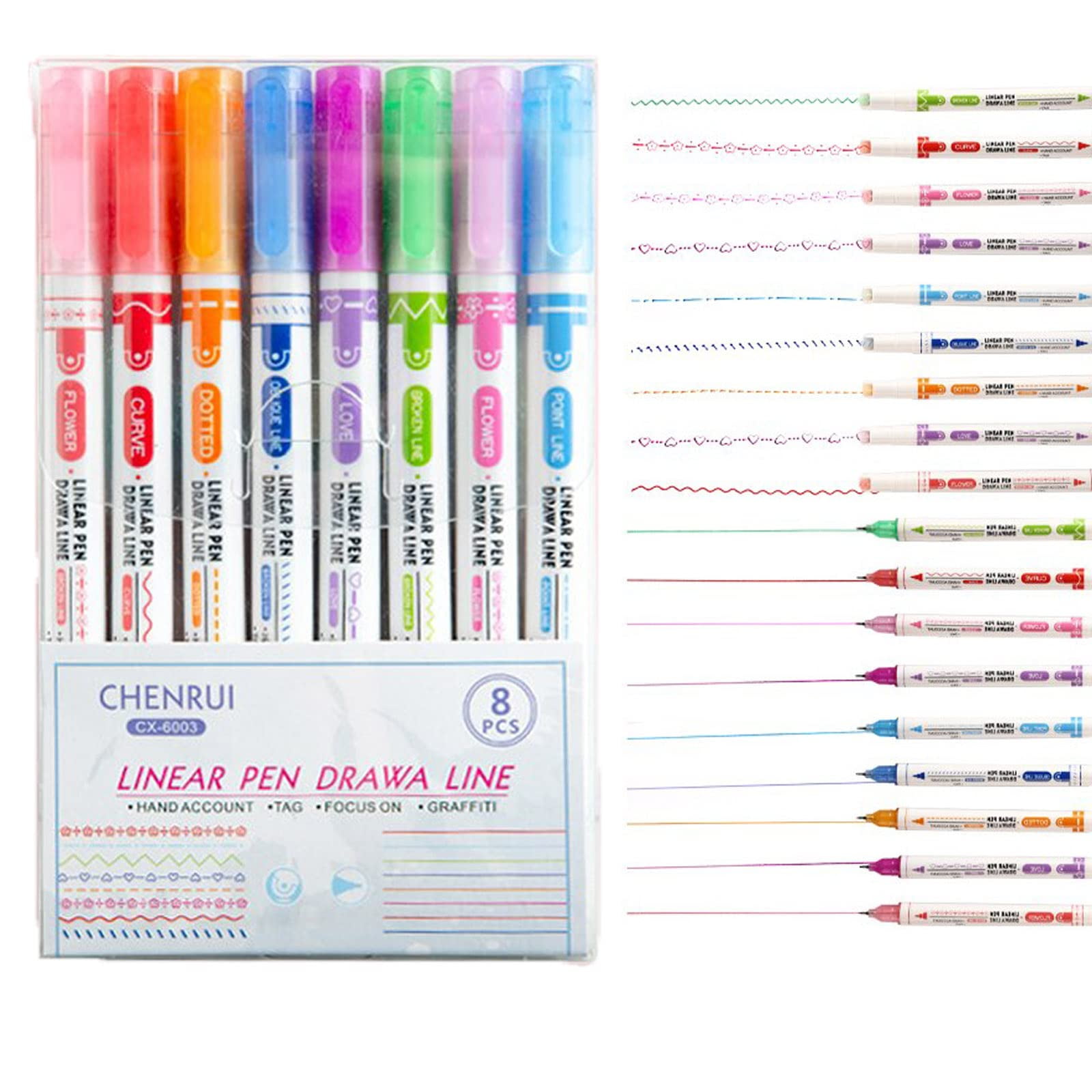 MINKUROW 2023 New Curve Highlighter Pen Set, Flair Pens,Dual Tip Curve ...