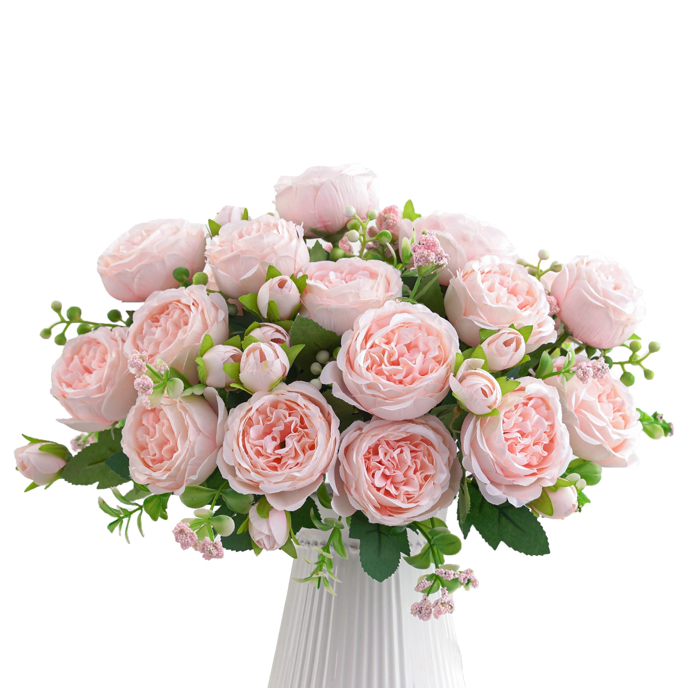 MINKUROW 3 Bunches Artificial Flower Fake Peony Silk Flowers Rose ...