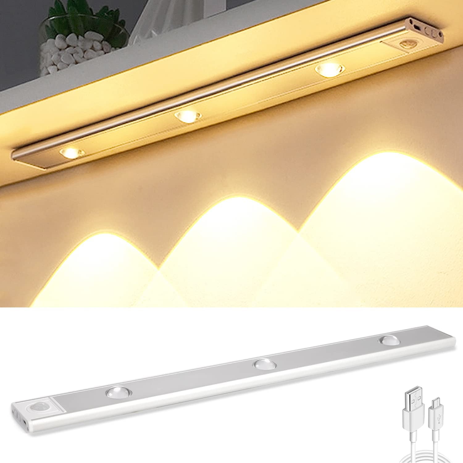 MINKUROW 3 Color Dimmable LED Motion Sensor Under Cabinet Light ...