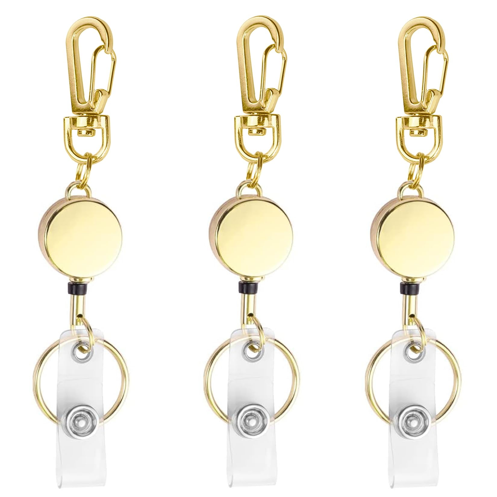 MINKUROW 3 Pack Retractable Badge Reel Metal ID Badge Holder with Belt ...