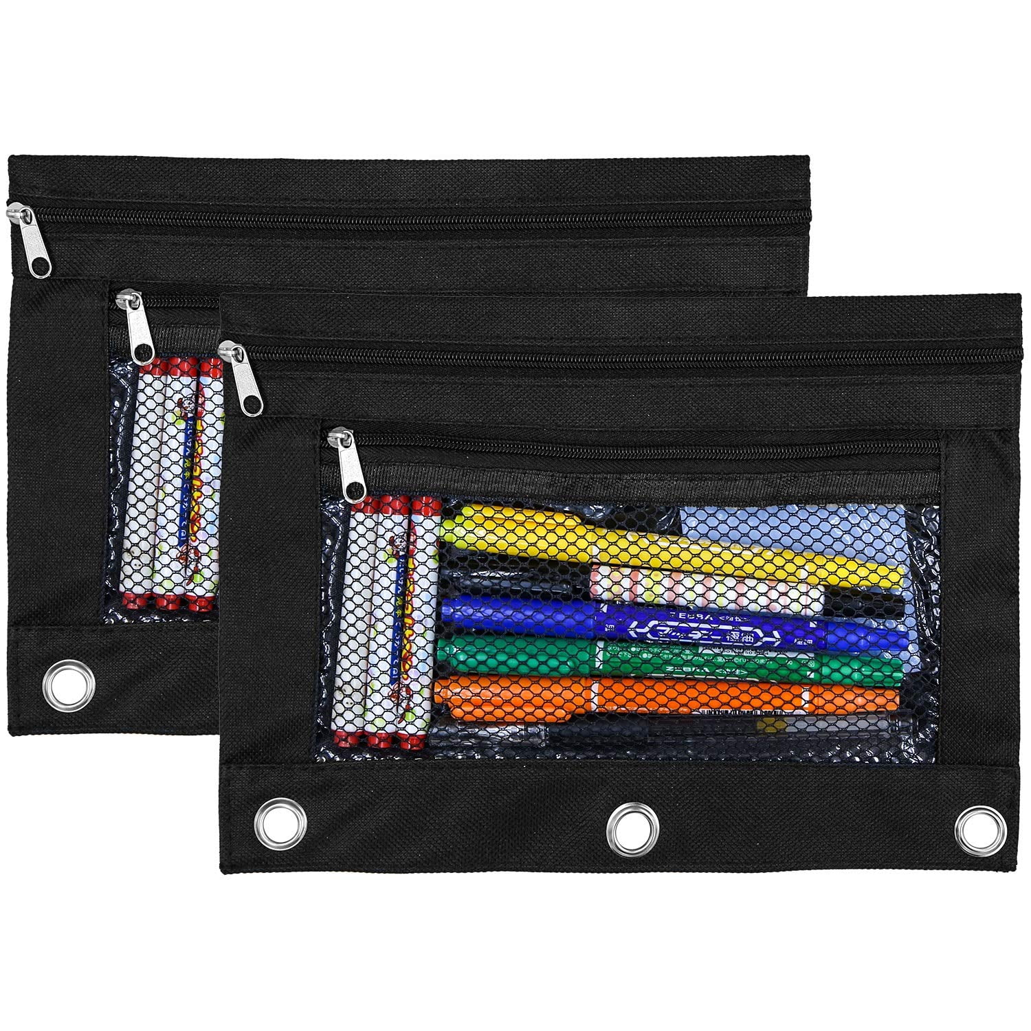 MINKUROW 3 Rings Binder Pencil Pouch,Pencil Case with Double Pocket and ...