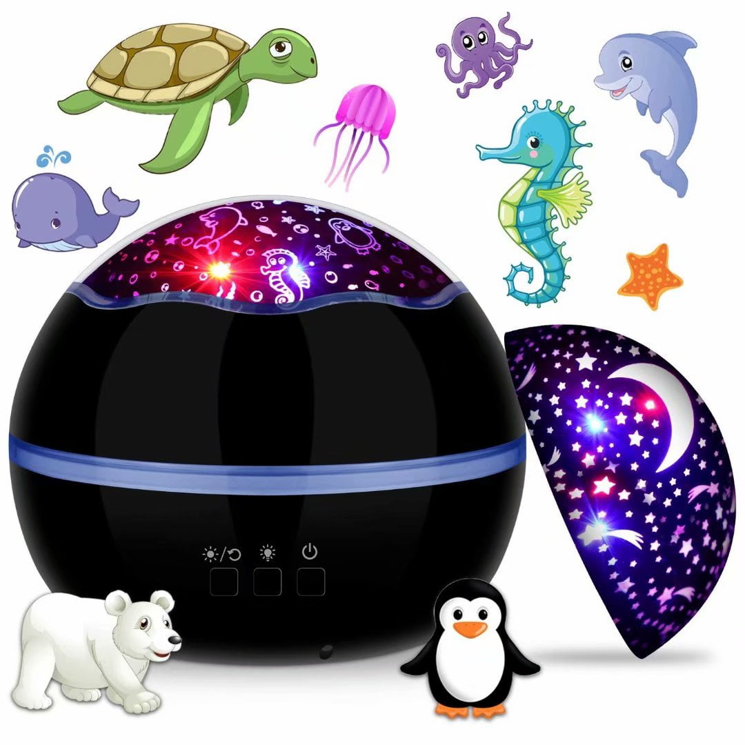 MINKUROW 360° Rotating Night Light Projector for Kids,2 in 1 Starry Sky ...