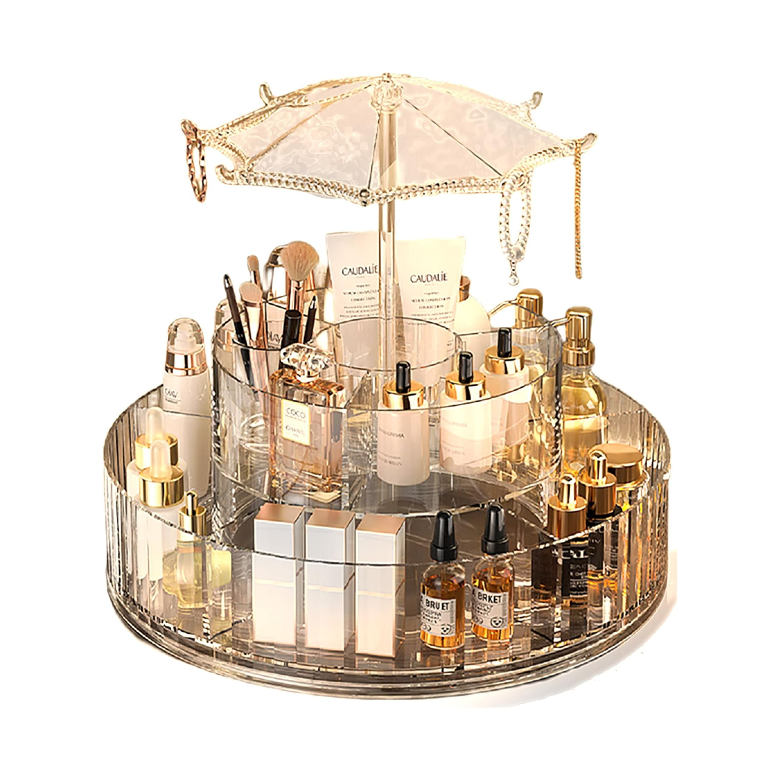 MINKUROW 360° Rotating Perfume Organizer for Vanity - Makeup Brush ...