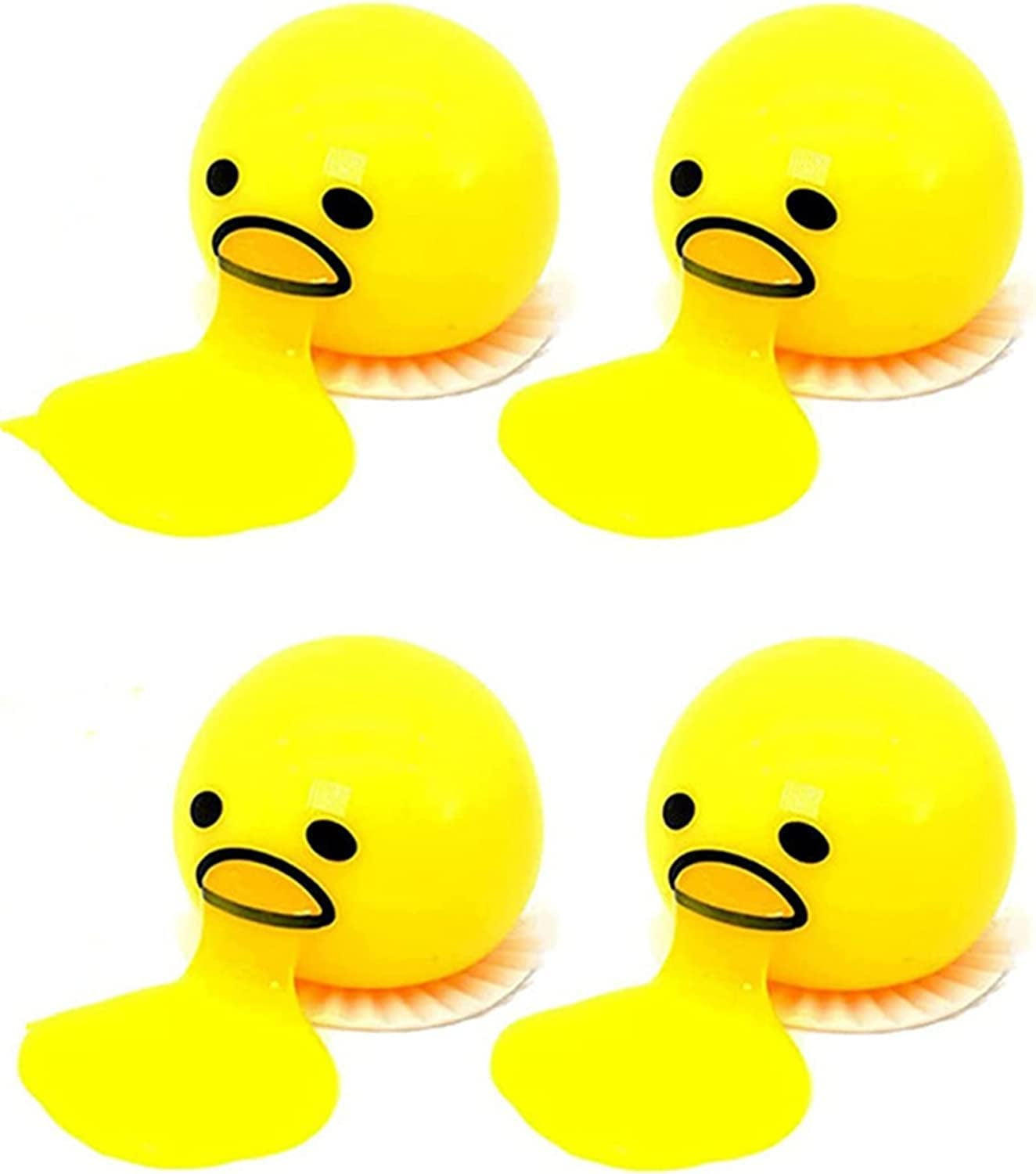 MINKUROW 4-Pack Cute Yellow Round Sucking and Vomiting Lazy Egg Yolk ...