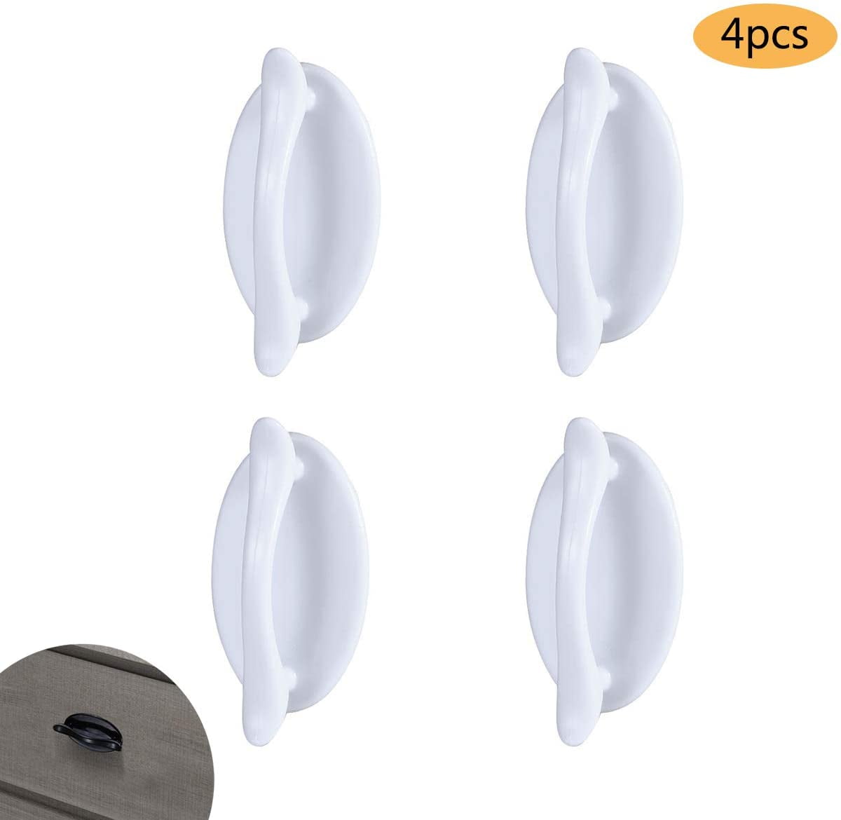 MINKUROW 4 Pcs Self-Stick Drawer Knobs Push Pull Helper Instant Cabinet ...