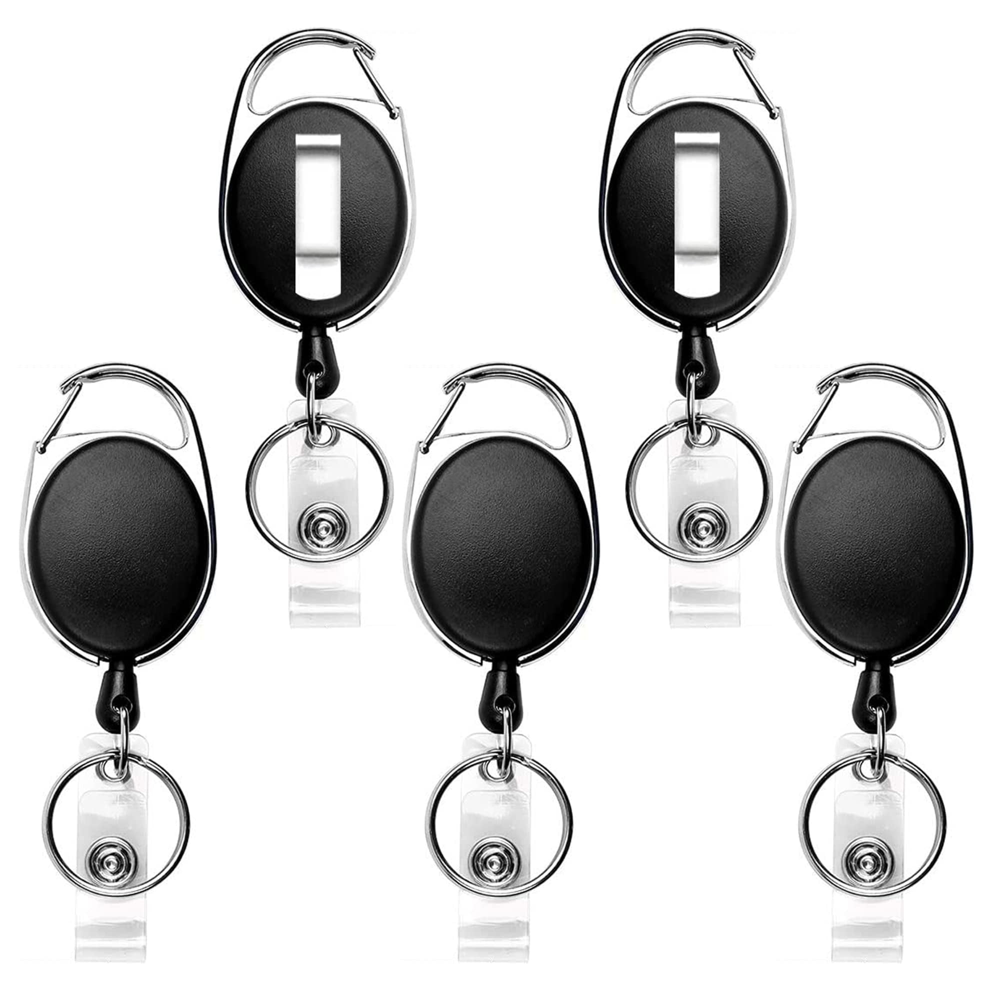 MINKUROW 5 Pack Badge Holders,Retractable Badge Reel with Carabiner ...