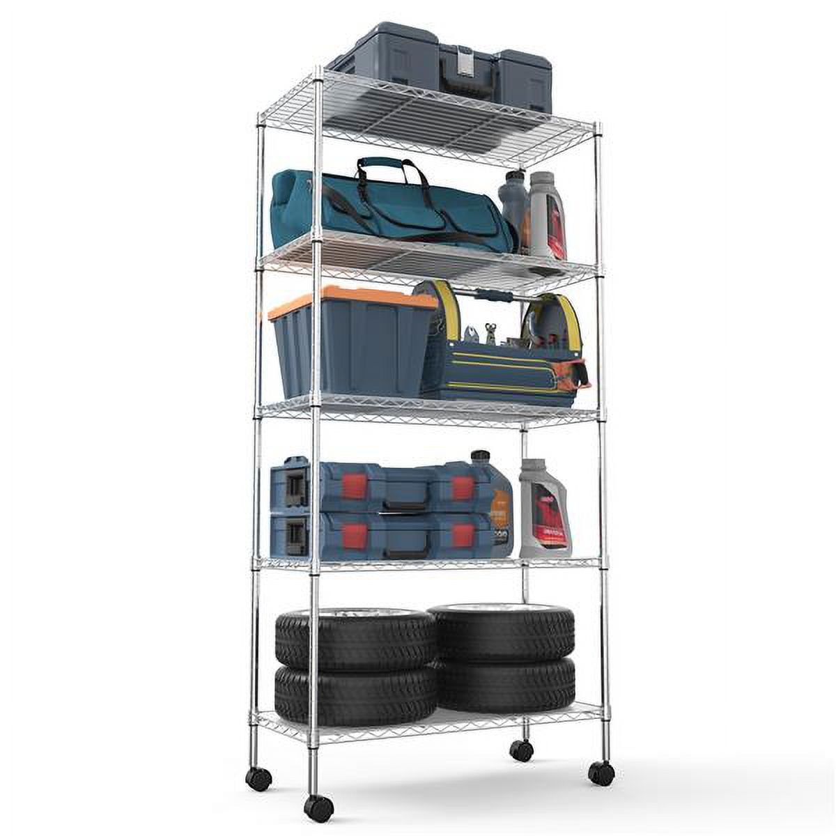 MINKUROW 5 Tier Shelf Shelving Unit, Capacity Adjustable Storage Metal ...