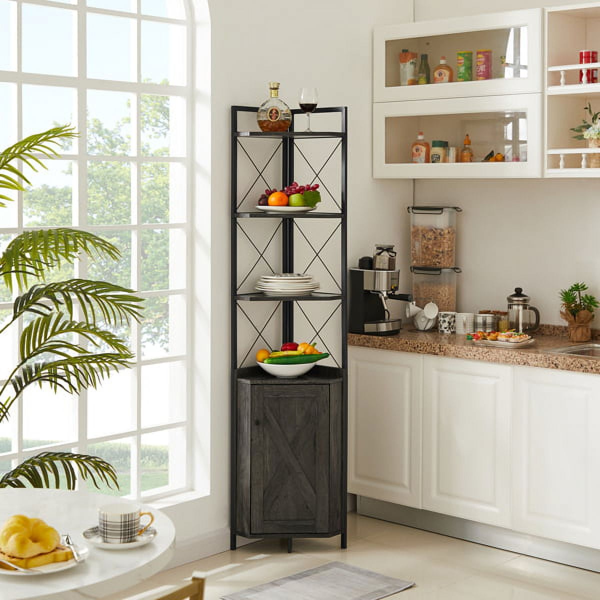 MINKUROW 5-Tier Standing Corner Shelf,70.5" Tall Ladder Corner Storage ...