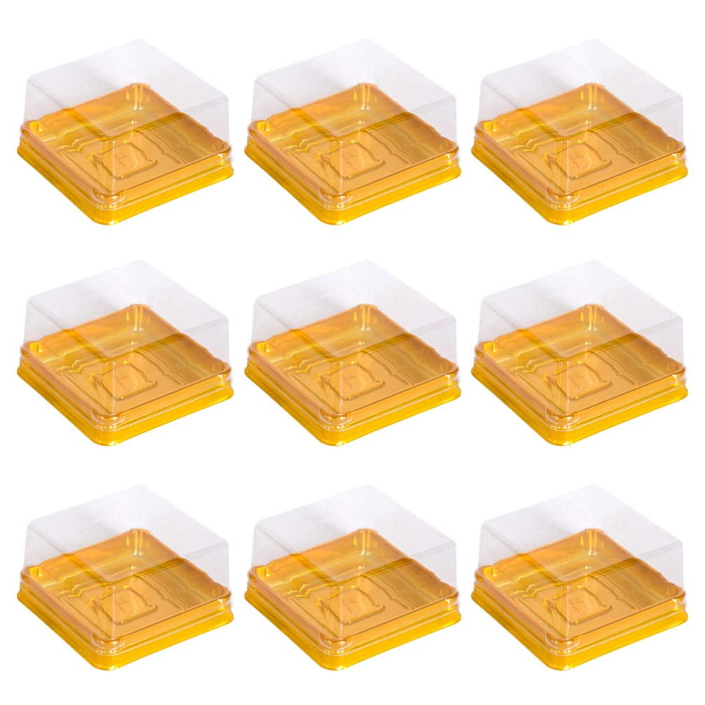 MINKUROW 50pcs Plastic Mini Cake Box Square Mooncake Dome Cake Boxes ...