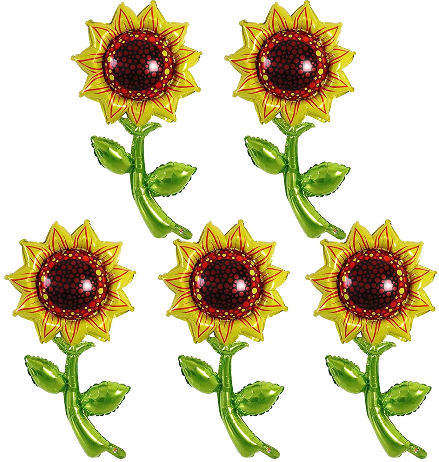MINKUROW 5pcs Sunflower Balloons Large 36 Inch Sunflower Foil Balloons ...