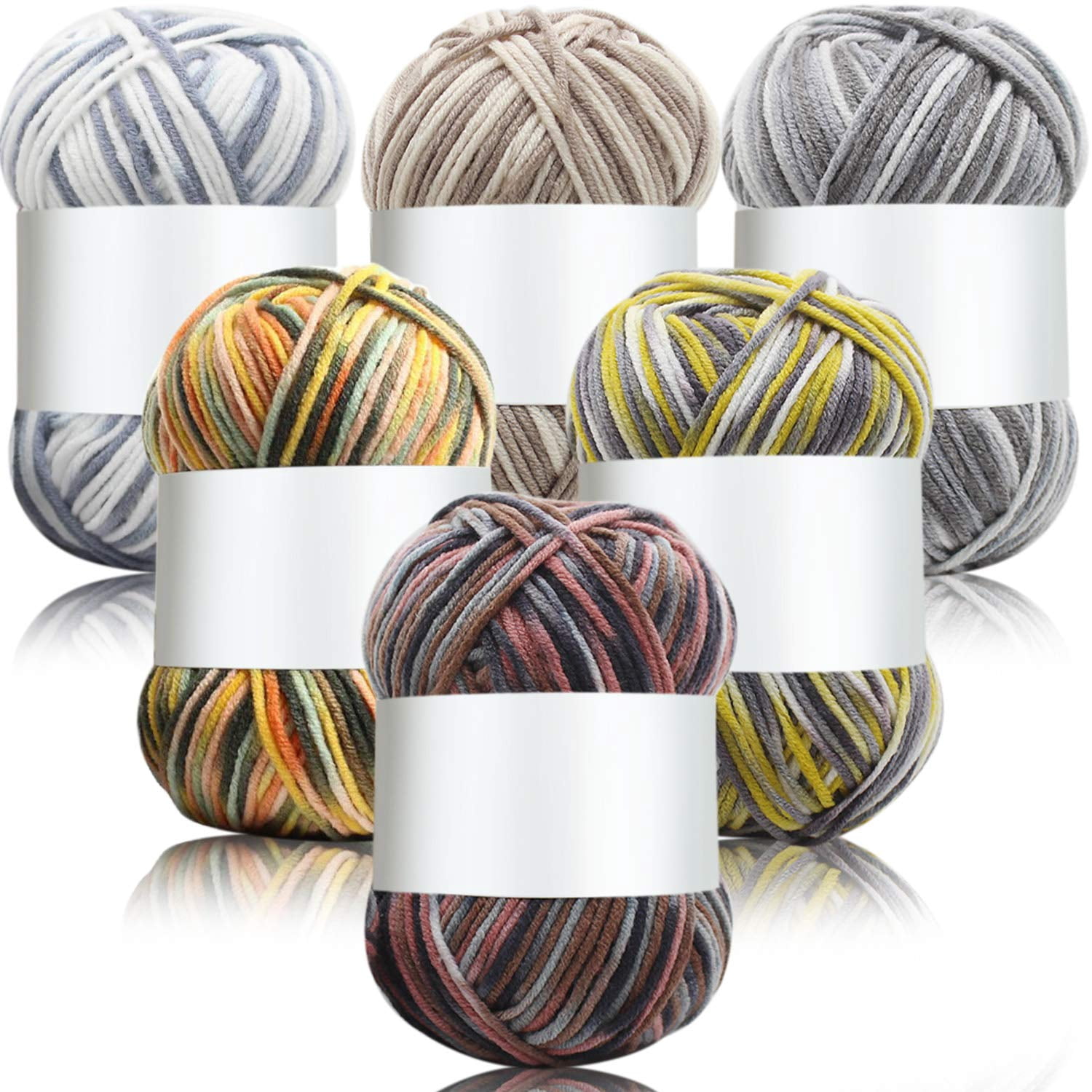 MINKUROW 6 Pieces 50 g Crochet Yarn Multi-Colored Acrylic Crochet ...