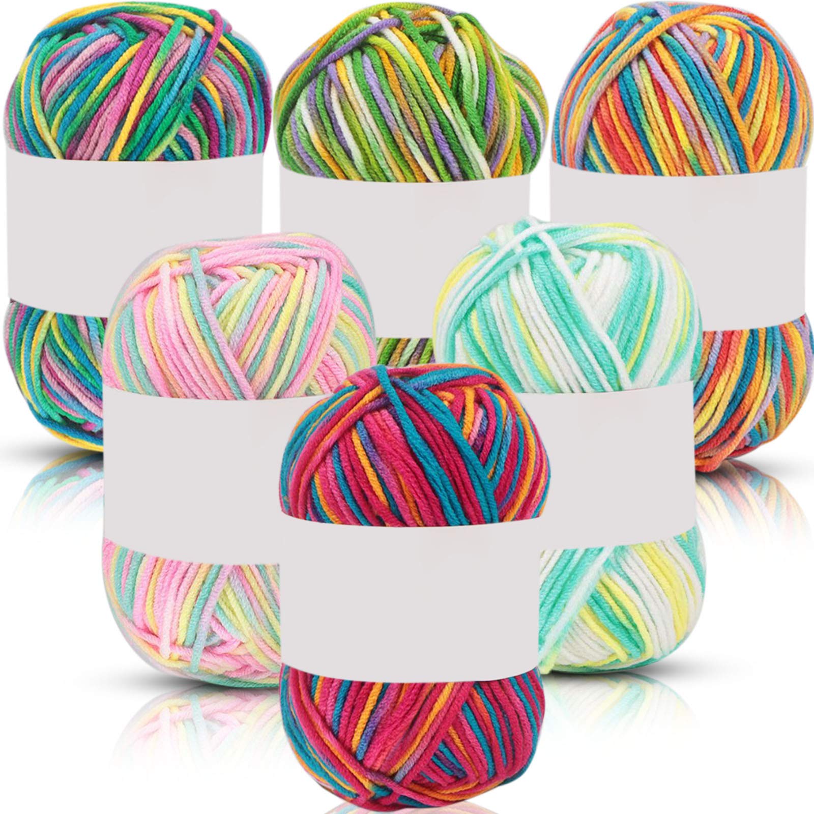 MINKUROW 6 Pieces 50 g Crochet Yarn Multi-Colored Acrylic Crochet ...