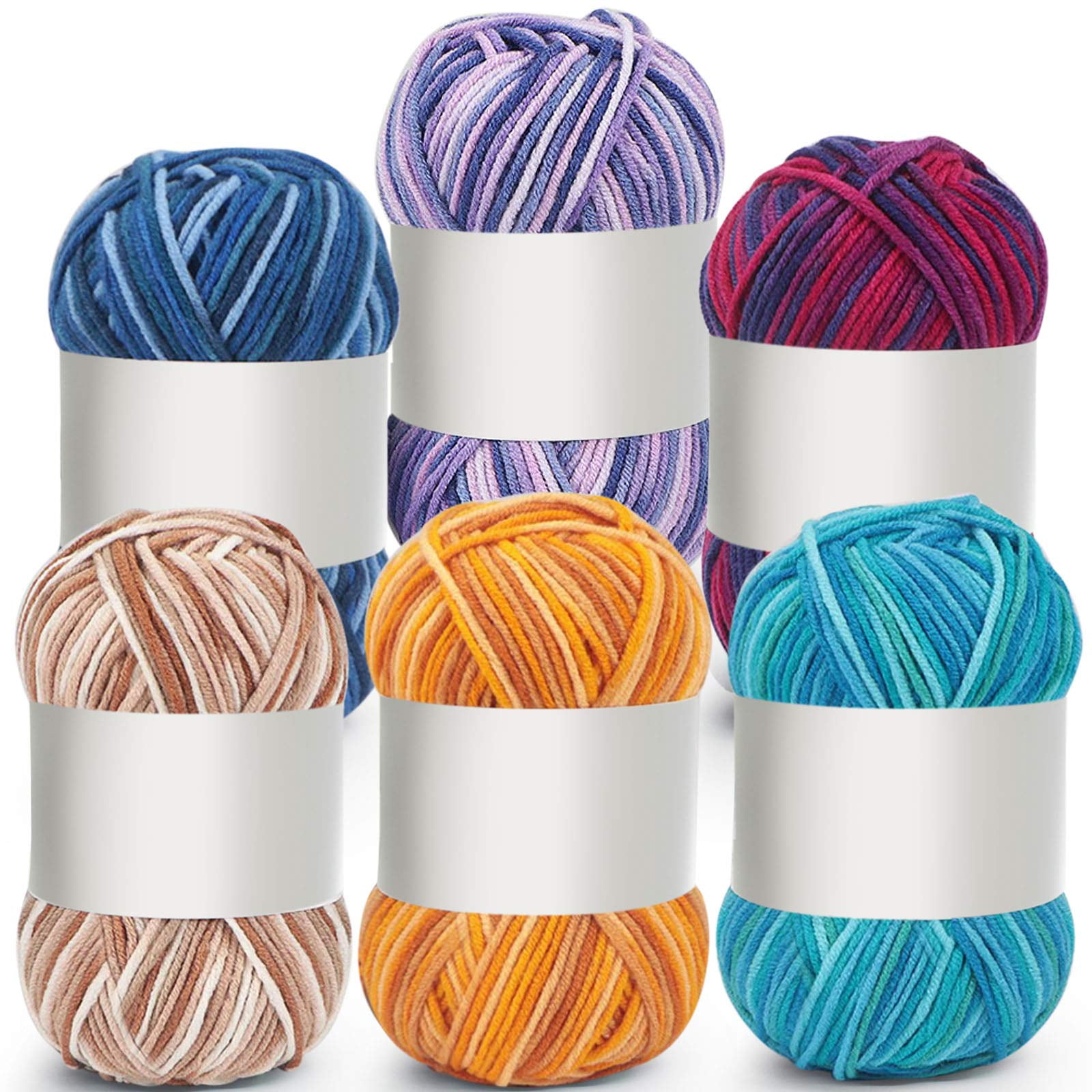 MINKUROW 6 Pieces 50 g Crochet Yarn Multi-Colored Acrylic Crochet ...