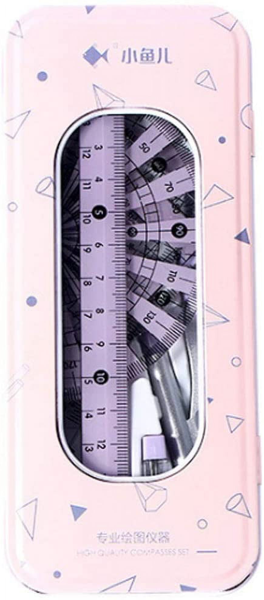MINKUROW 7 Pieces Student Math Geometry Tool Set Drawing Compass (Pink ...